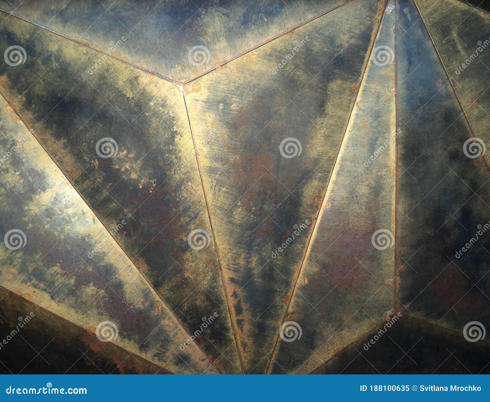 Geometric metal cladding. stock image. Image of bronze - 188100635
