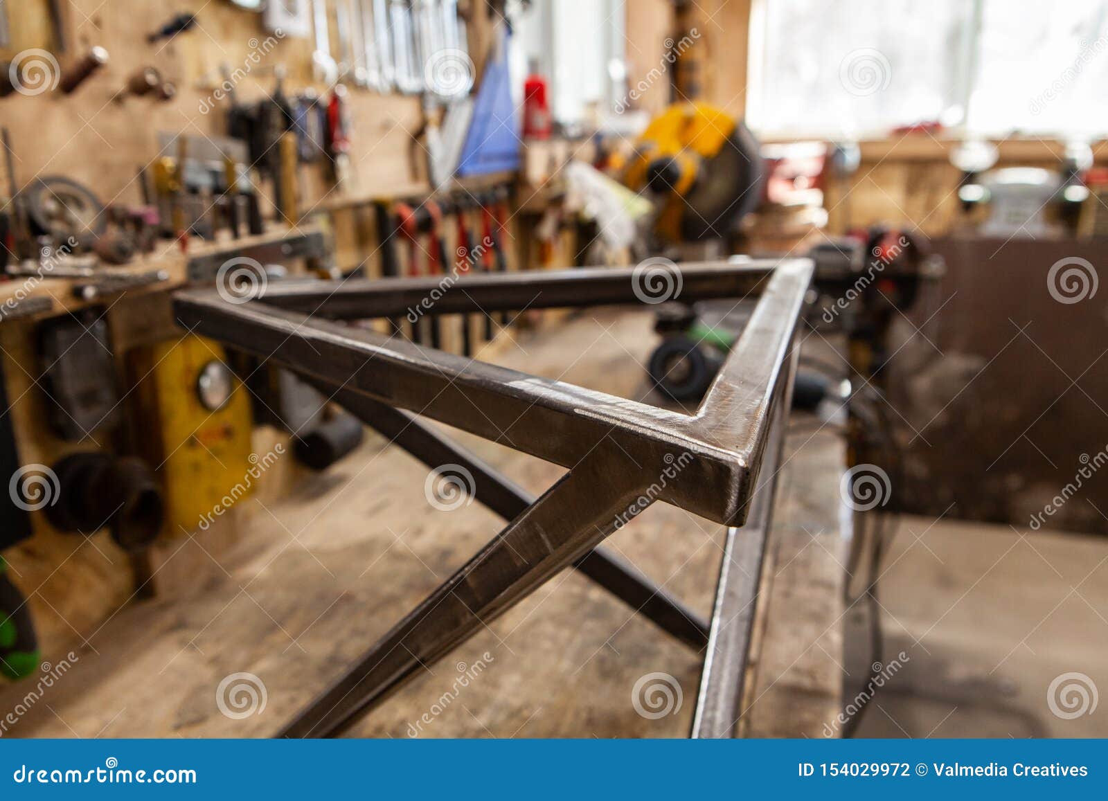 Geometric Metal Frame Inside a Workshop Stock Photo - Image of ...