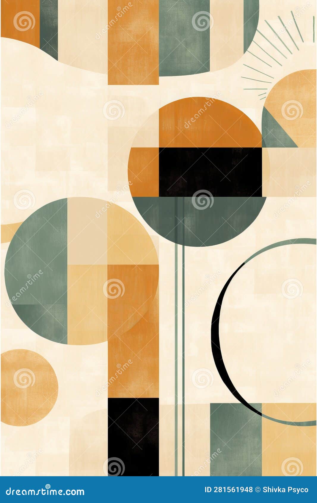 Geometric Mid Century Modern Neutral Patterns Generative AI Stock ...