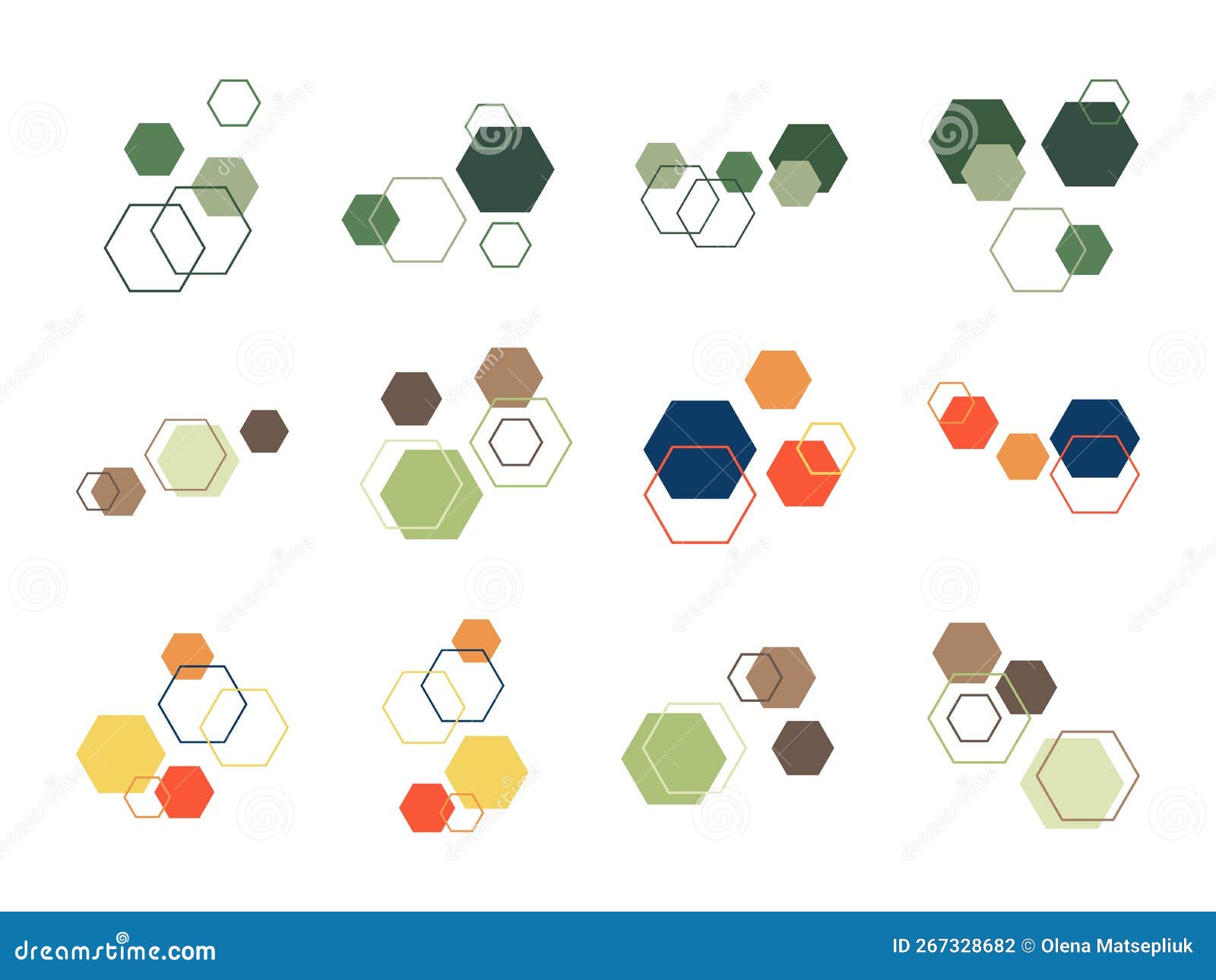 Geometric Minimalistic Hexagons Elements. Set Geometric Decorative ...