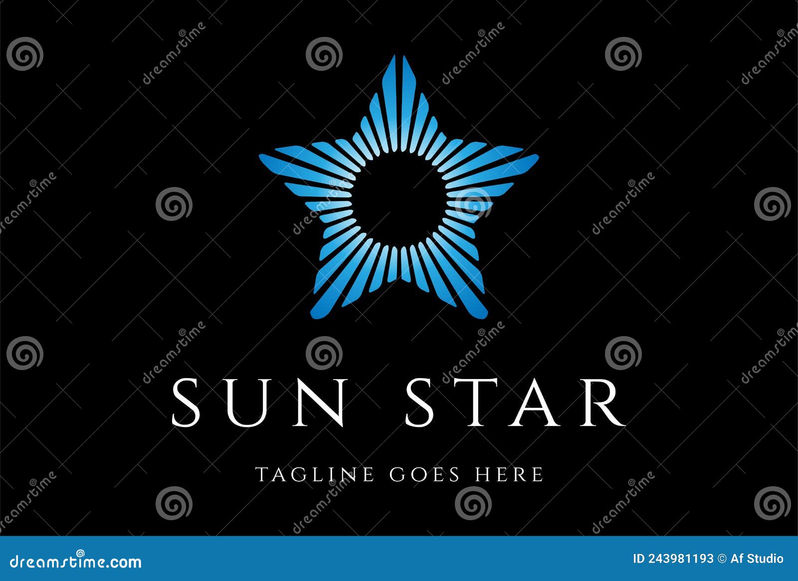 Geometric Modern Blue Sun Star Logo Design Vector Stock Vector ...