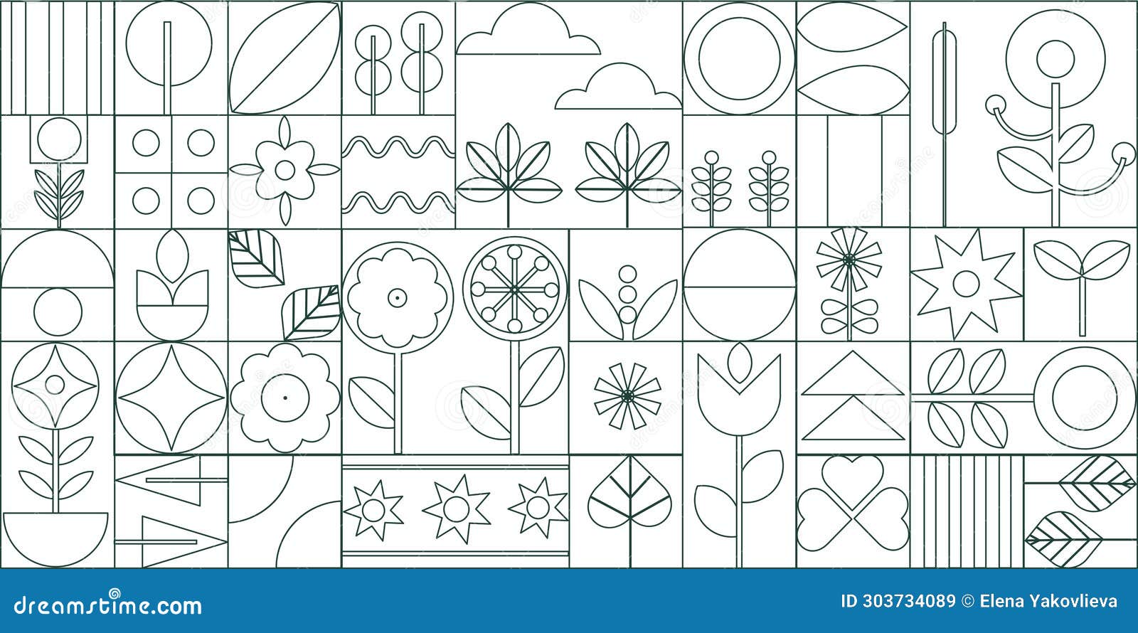 Geometric Modern Outline Background. Abstract Nature Style. Bauhaus ...