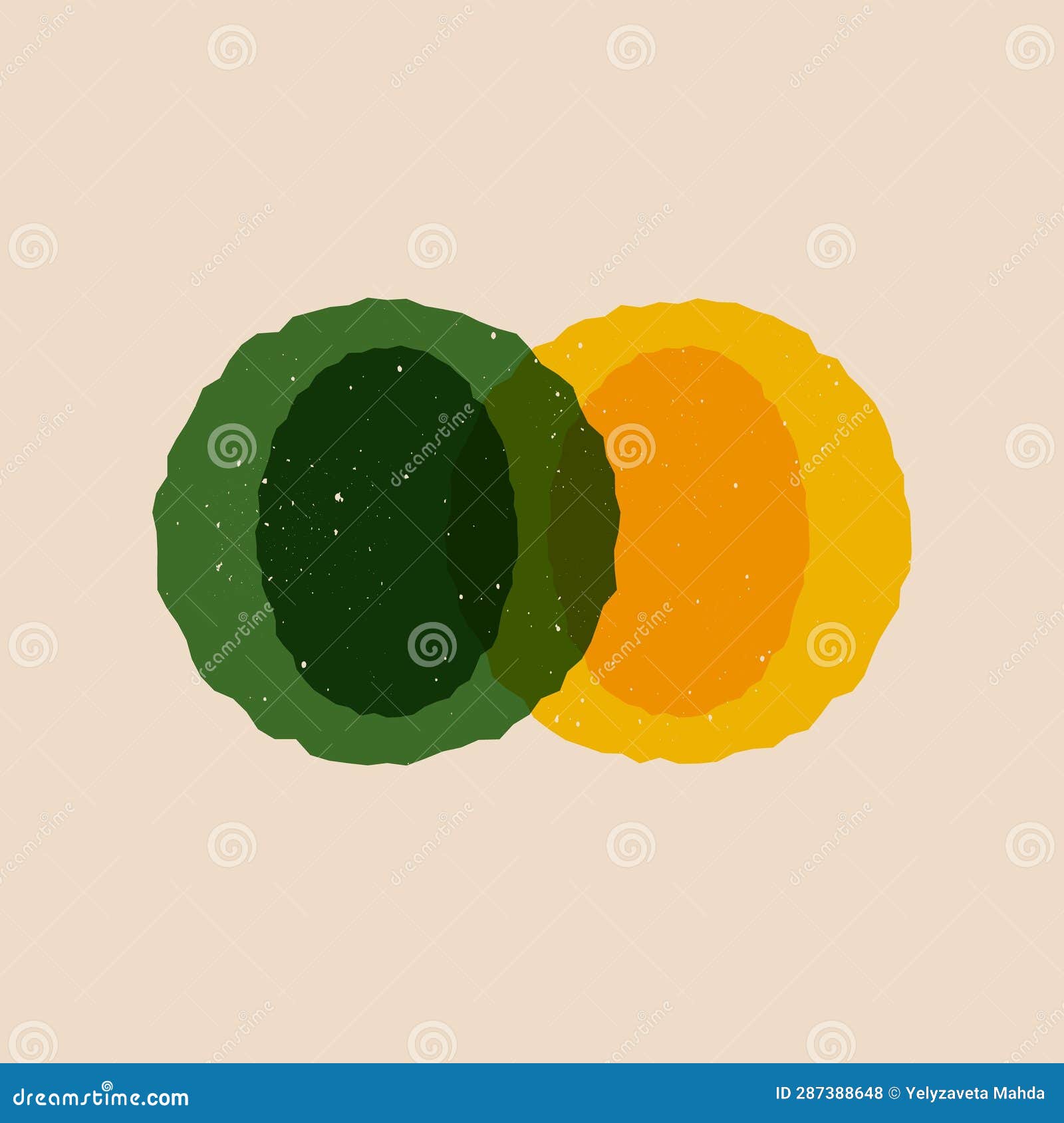 Geometric Modern Round Shapes Risograph. Minimal Abstract Circles Duotone Overlay Riso Print ...