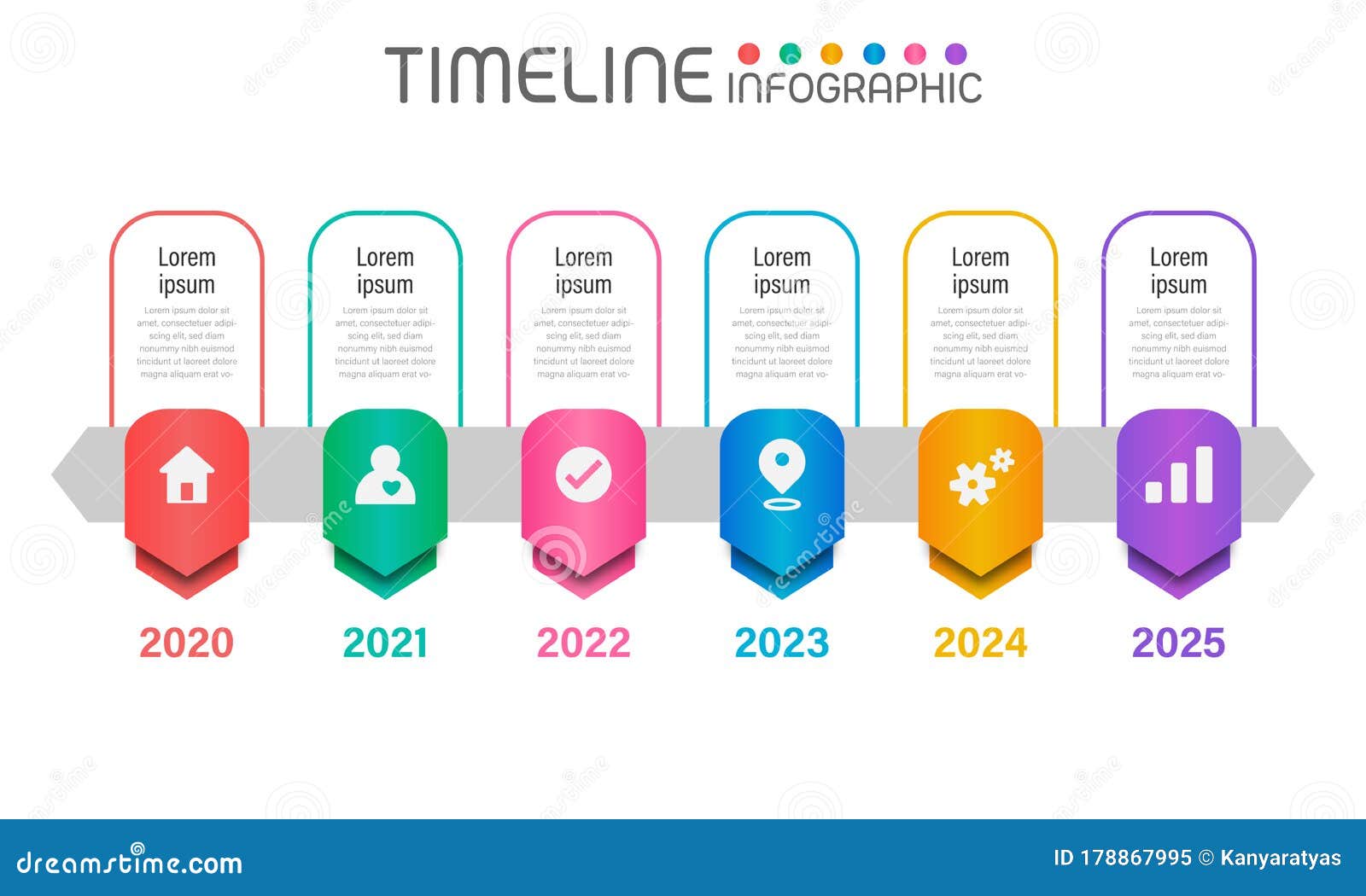 Geometric Modern Shape Elements with Steps,options,milestone,processes ...
