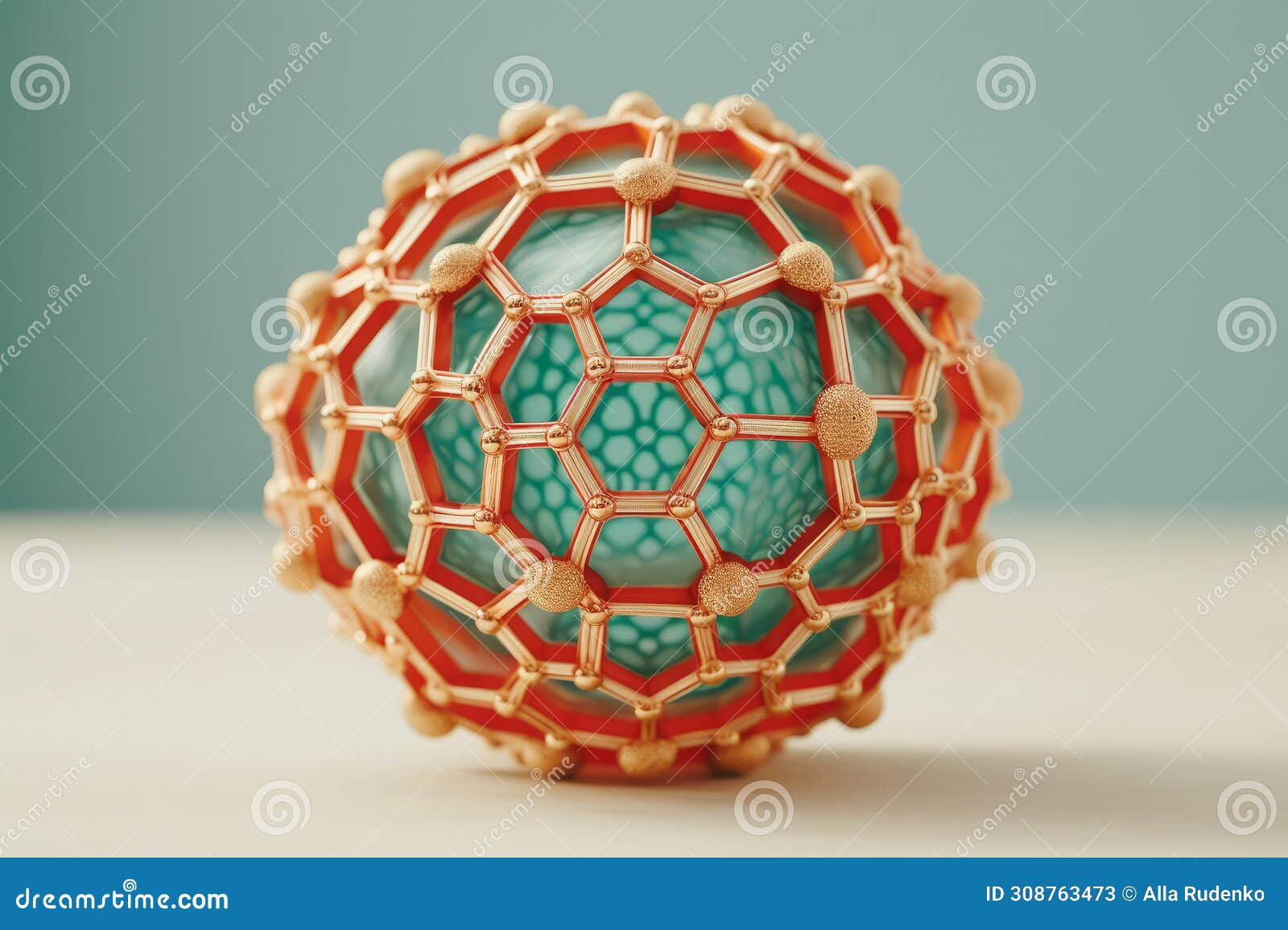 Geometric Molecular Structure Model on Teal Background Stock Image ...
