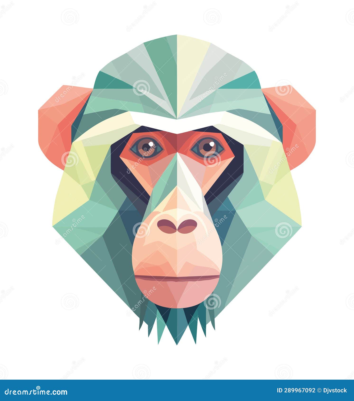 Geometric Monkey Head Icon Isolated Stock Vector - Illustration of face, wild: 289967092