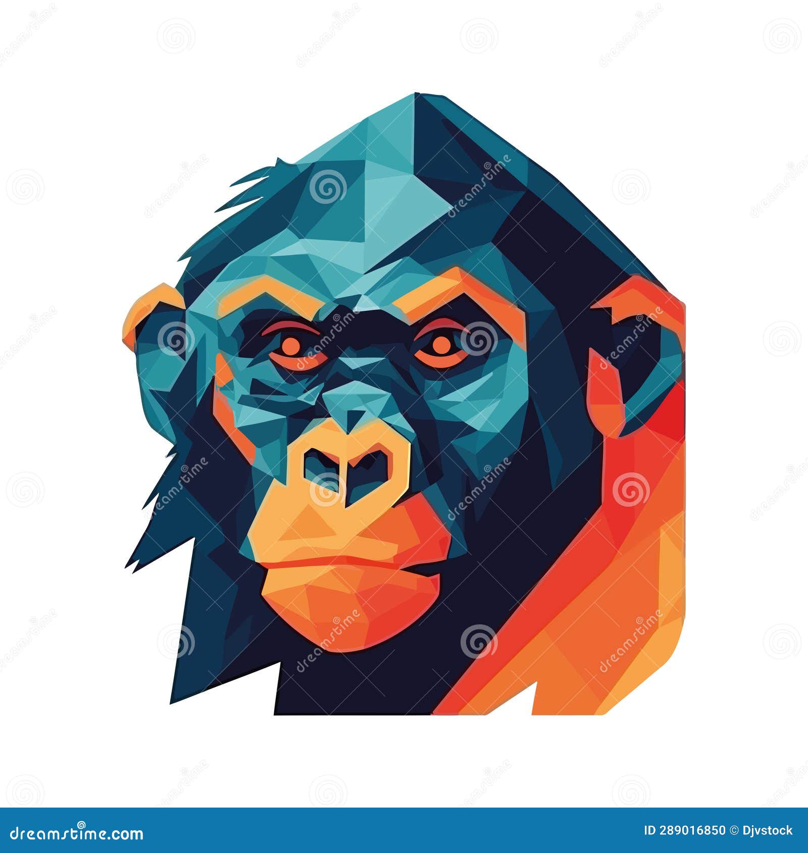 Geometric Monkey Mascot Icon Stock Illustration - Illustration of ...