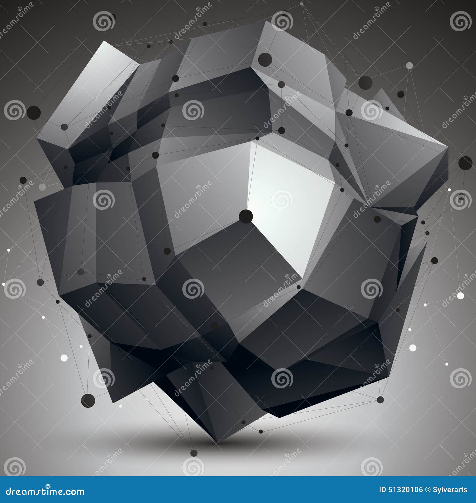 Geometric Monochrome Polygonal Structure with Lines Mesh, Modern Stock ...