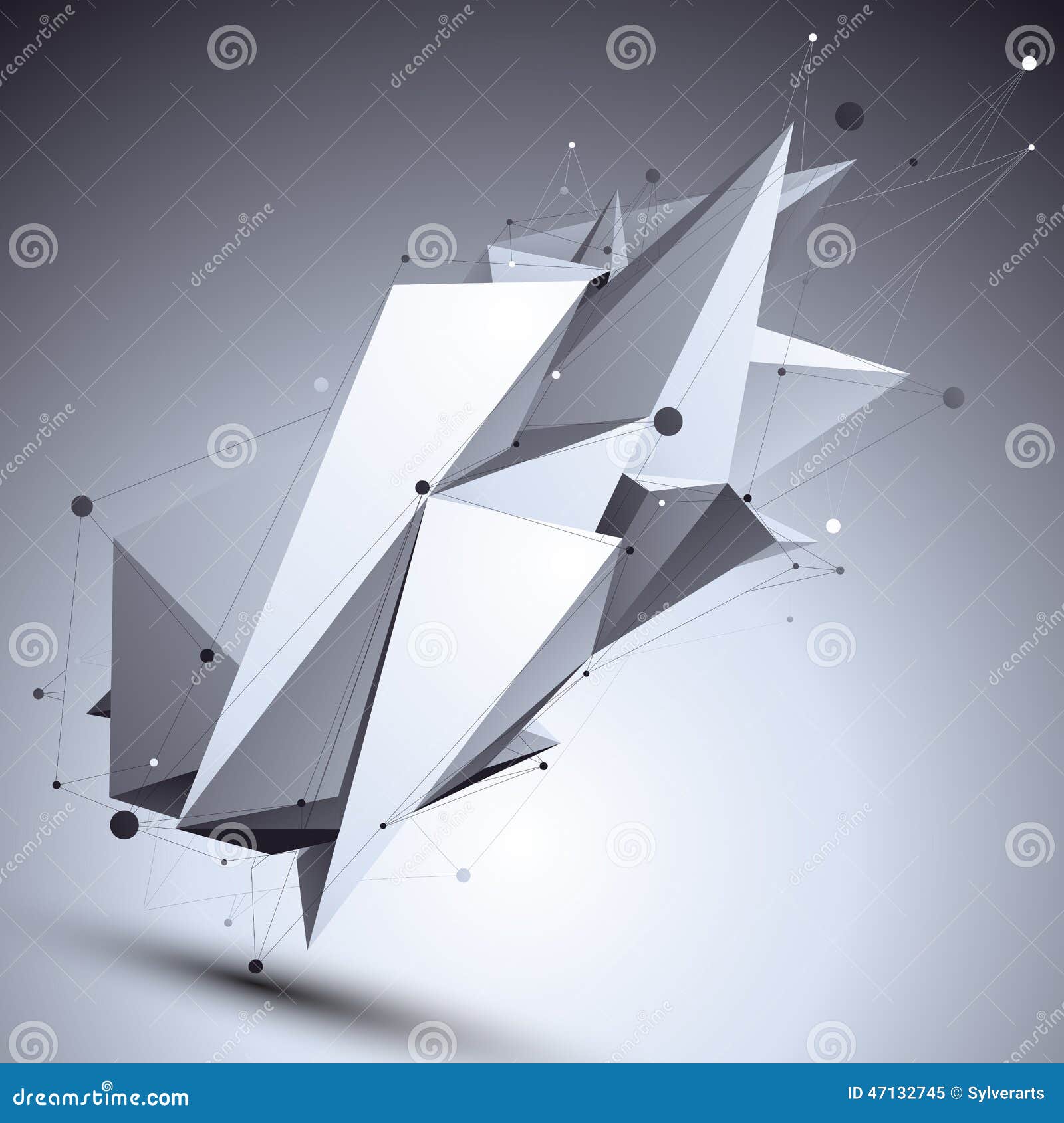 Geometric Monochrome Polygonal Structure with Wire Mesh, Modern Stock ...