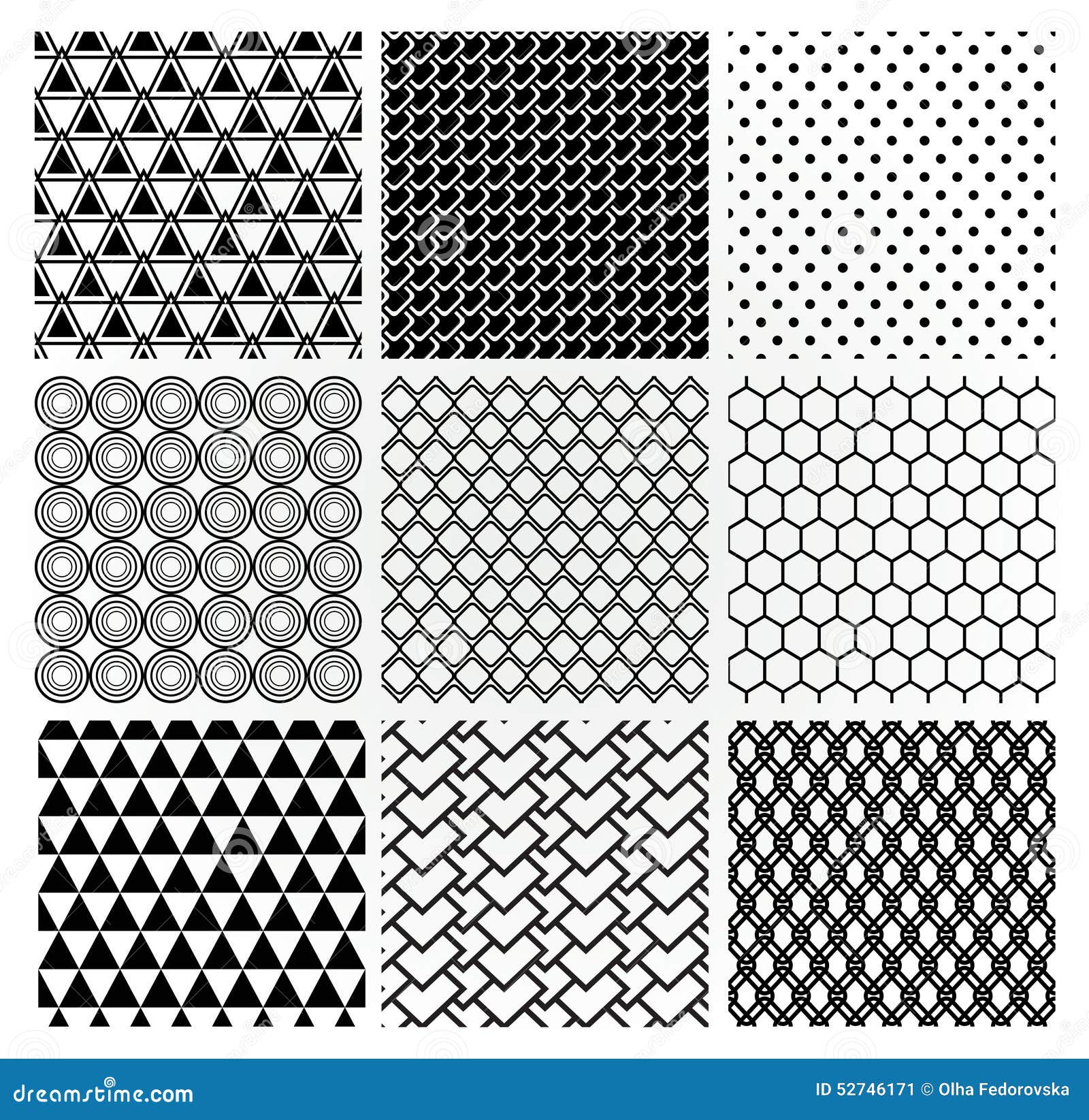 Geometric Monochrome Seamless Background Patterns Stock Vector ...