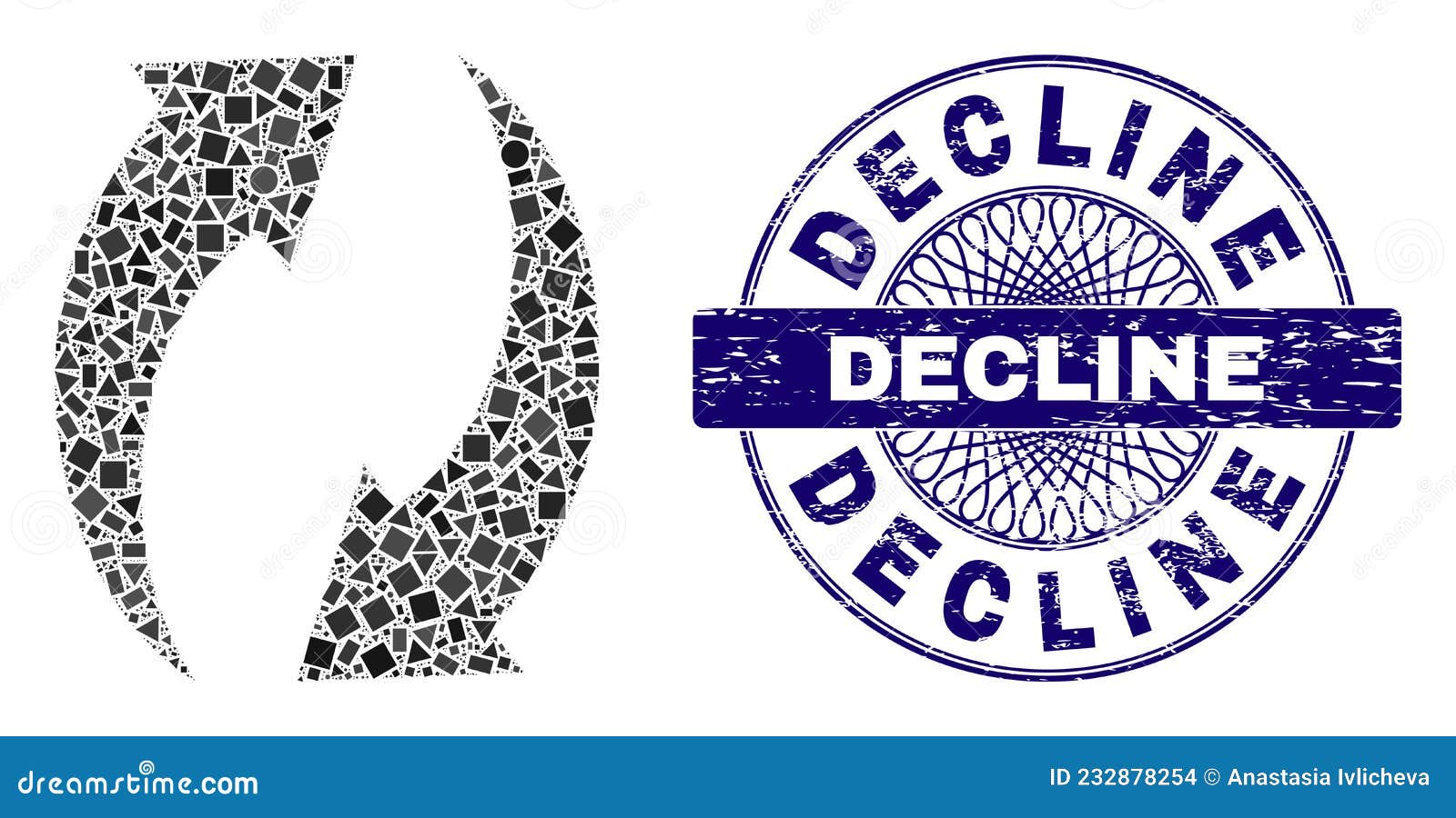 Rubber Decline Badge and Geometric Refresh Mosaic Stock Vector ...
