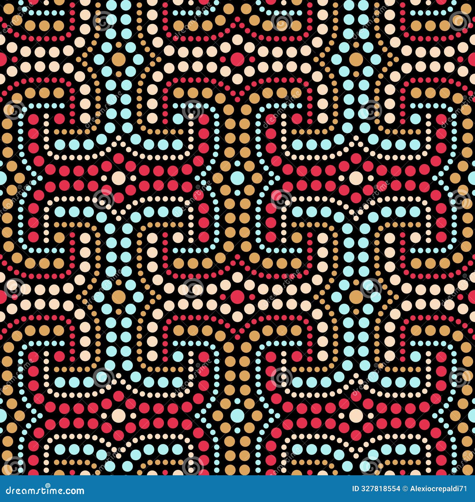 Geometric Mosaic Style Pattern with Interlocking Multicolored Dotted ...