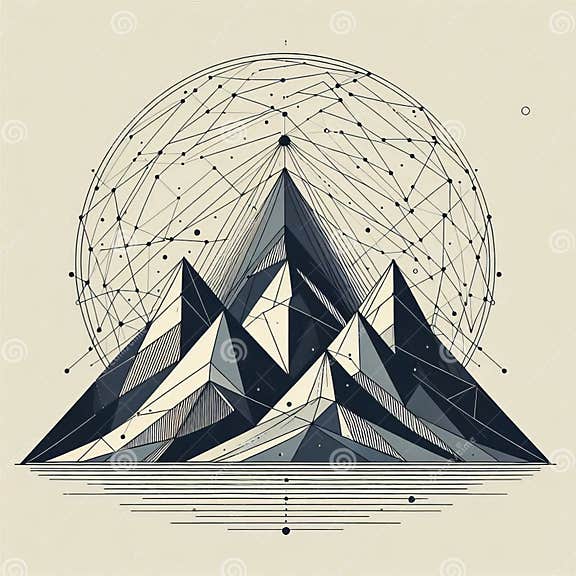 Geometric Mountain a Mountain Range Using Triangles and Lines Stock ...