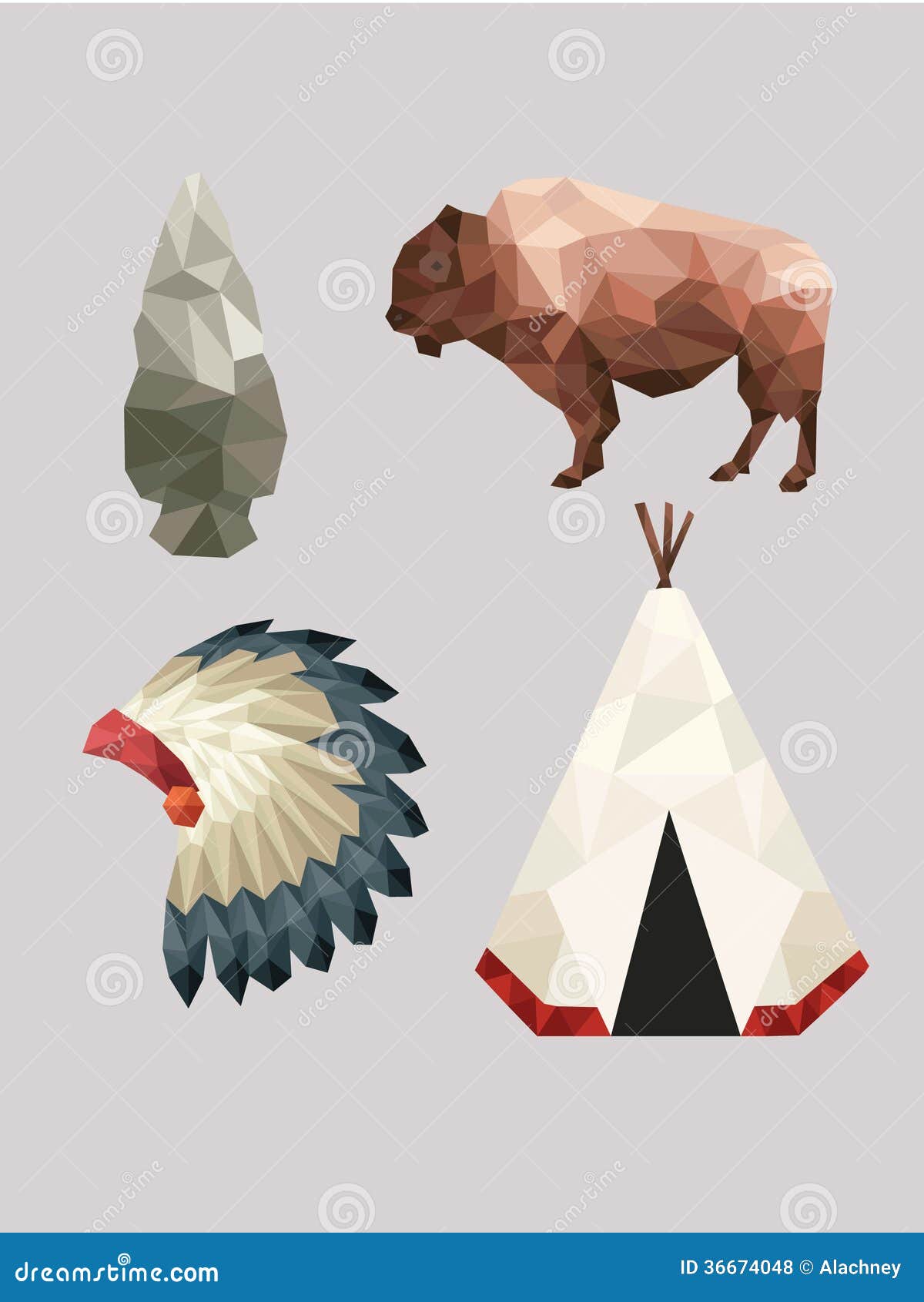 Geometric Native American Icons Vector Illustratio Stock Vector ...