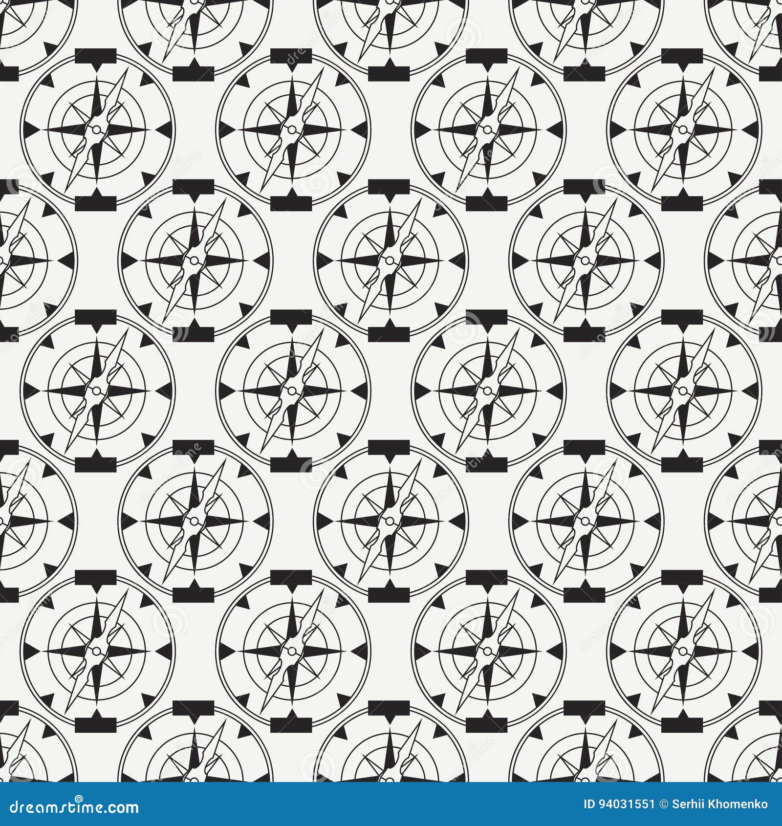 Geometric Nautical Seamless Background Pattern with Mariners Compass ...