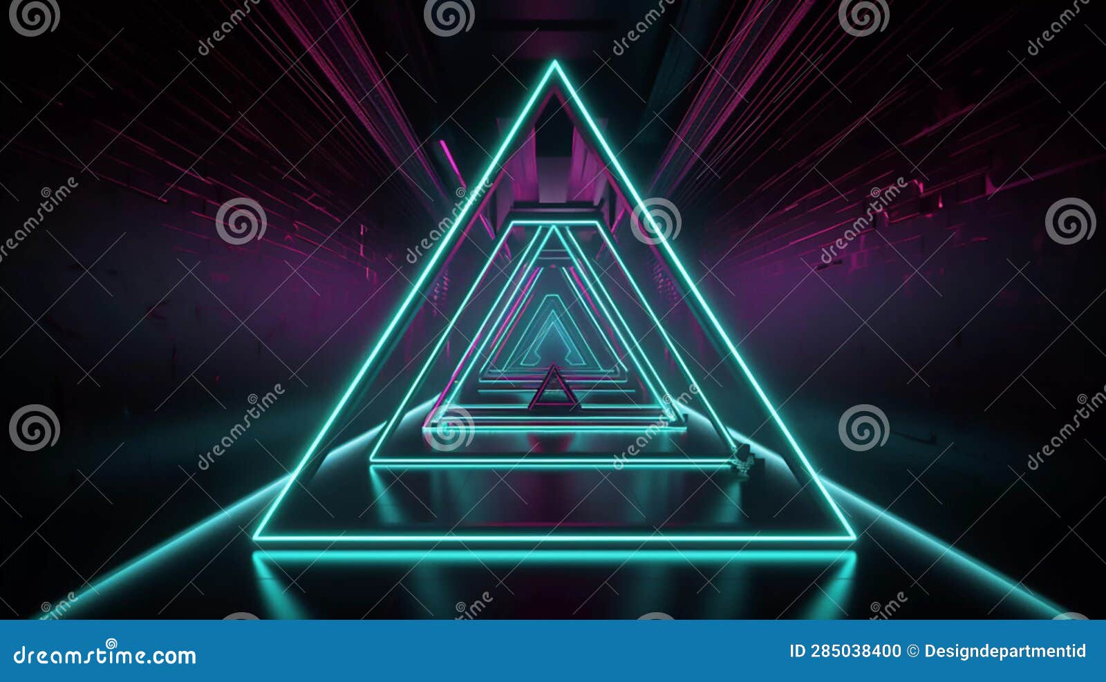 Abstract Geometric Neon Background with Glowing Triangular Frame Stock ...