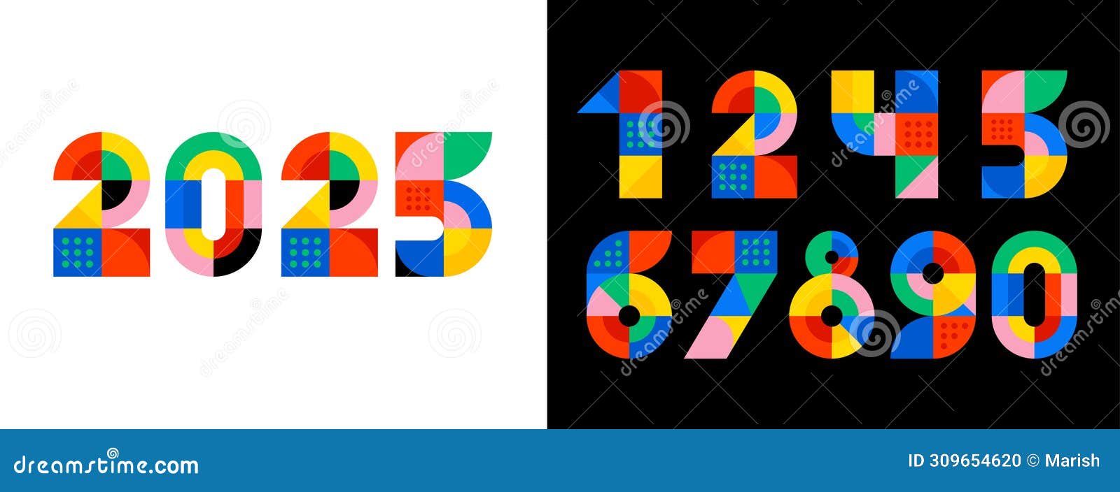 Geometric Numbers Colourful Set. Collection of Vector Modern Numbers ...