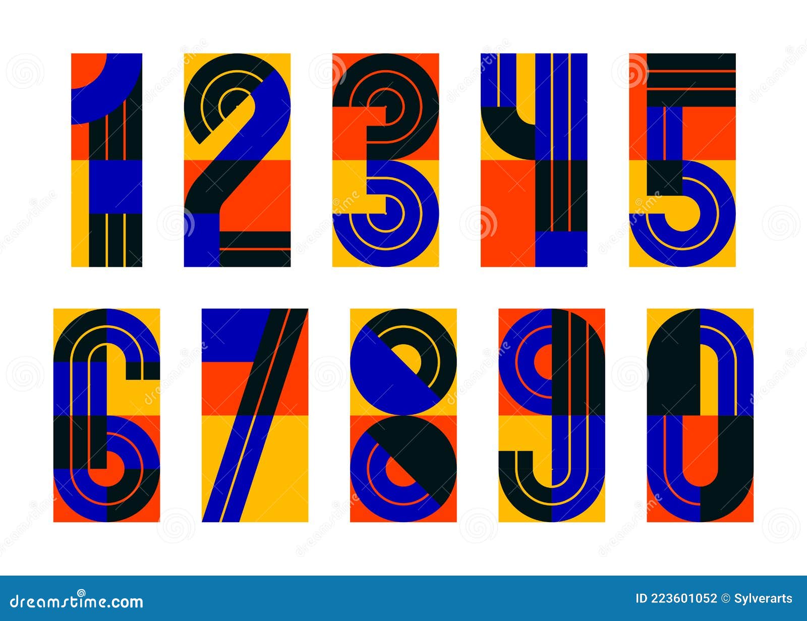 Geometric Numbers Set, Vector Digits, Retro 90s Style Trendy Numerals ...