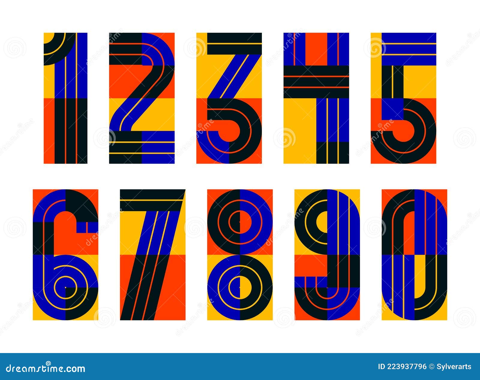 Geometric Numbers Set, Vector Digits, Retro 90s Style Trendy Numerals ...