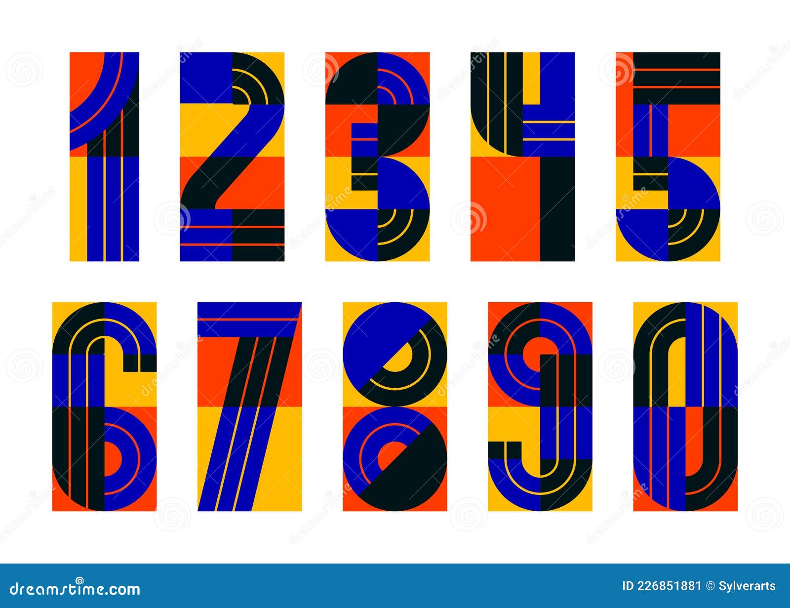 Geometric Numbers Set, Vector Digits, Retro 90s Style Trendy Numerals ...