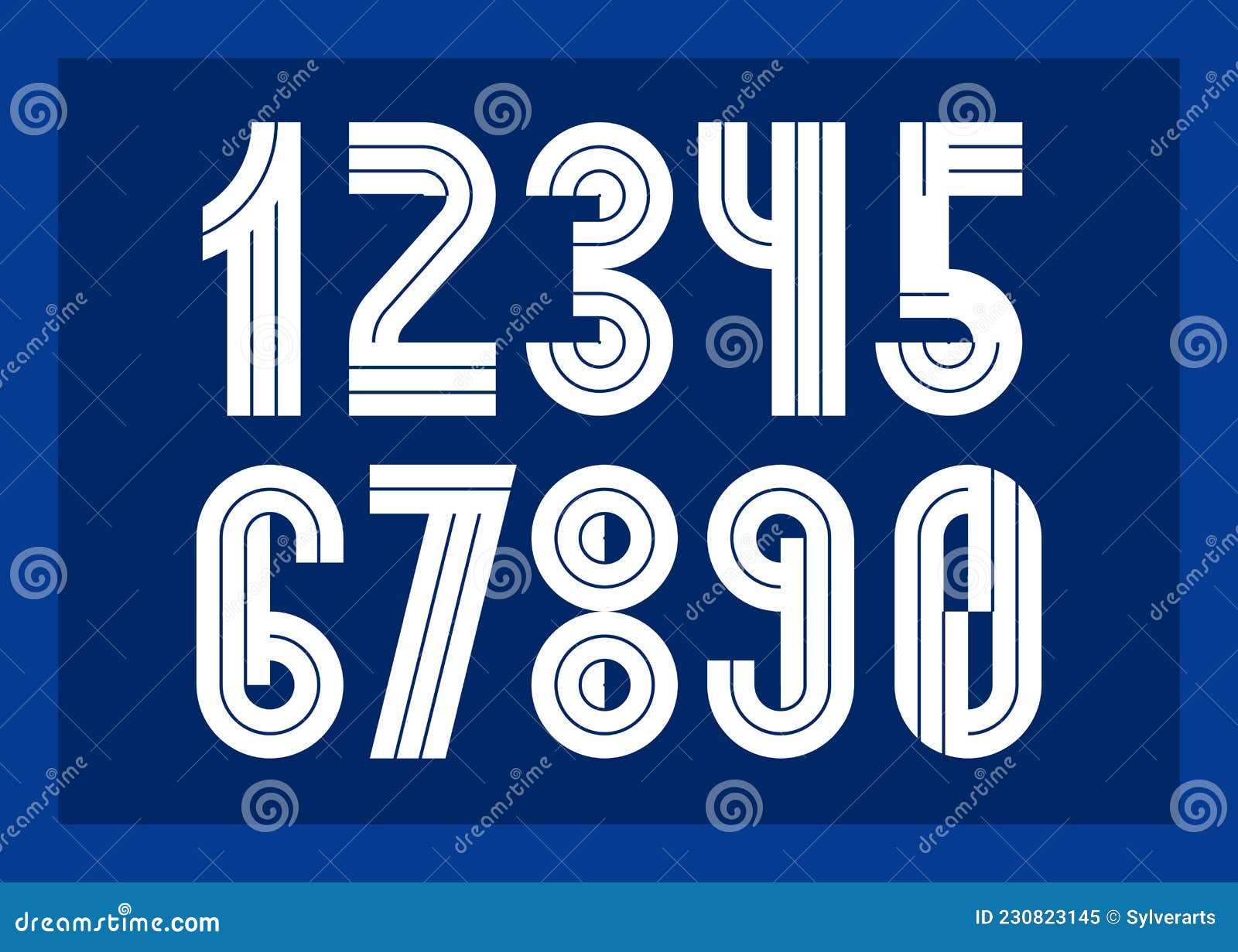 Geometric Numbers Set, Vector Digits, Retro 90s Style Trendy Numerals ...