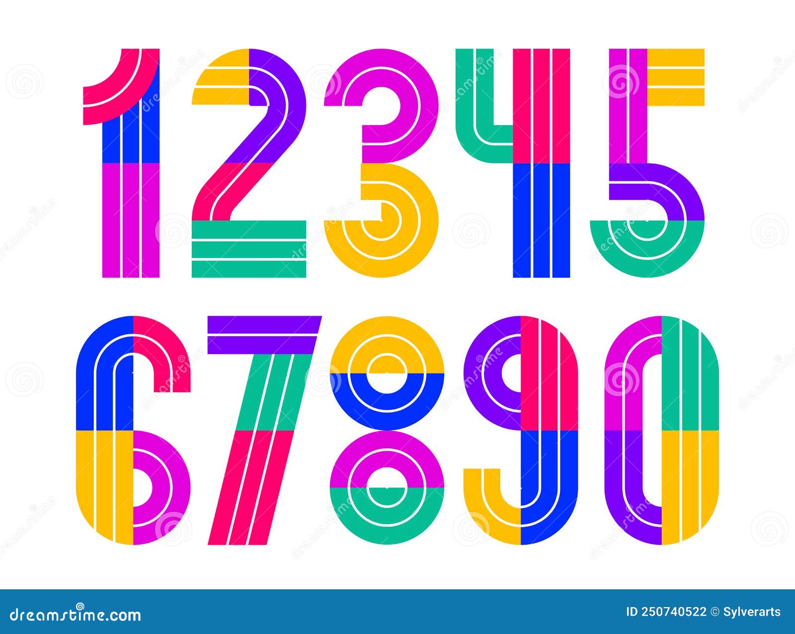 Geometric Numbers Set, Vector Digits, Retro 90s Style Trendy Numerals ...