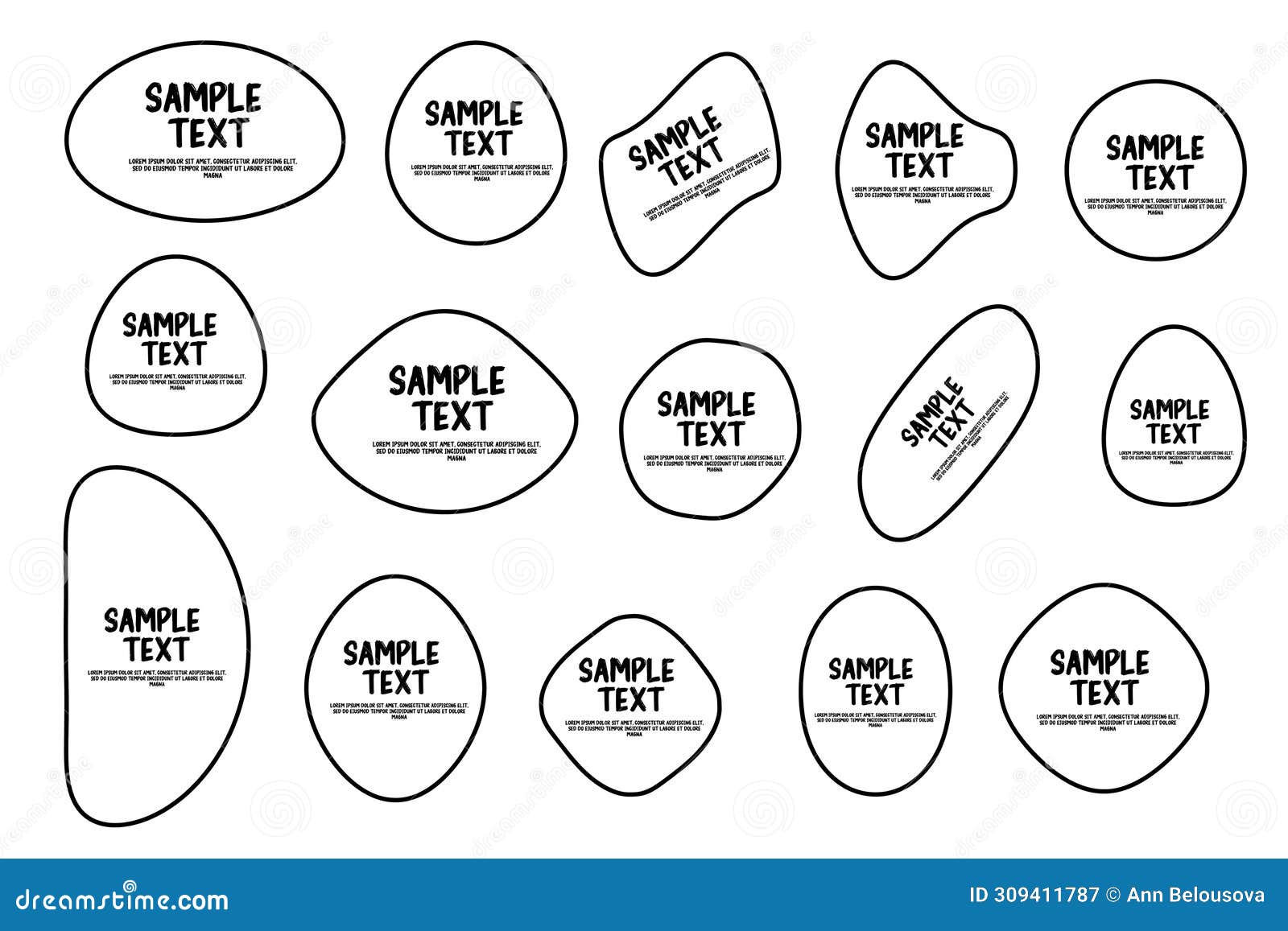 Geometric Objects Round Oval Linear, Title Design Frame for Text, Black ...