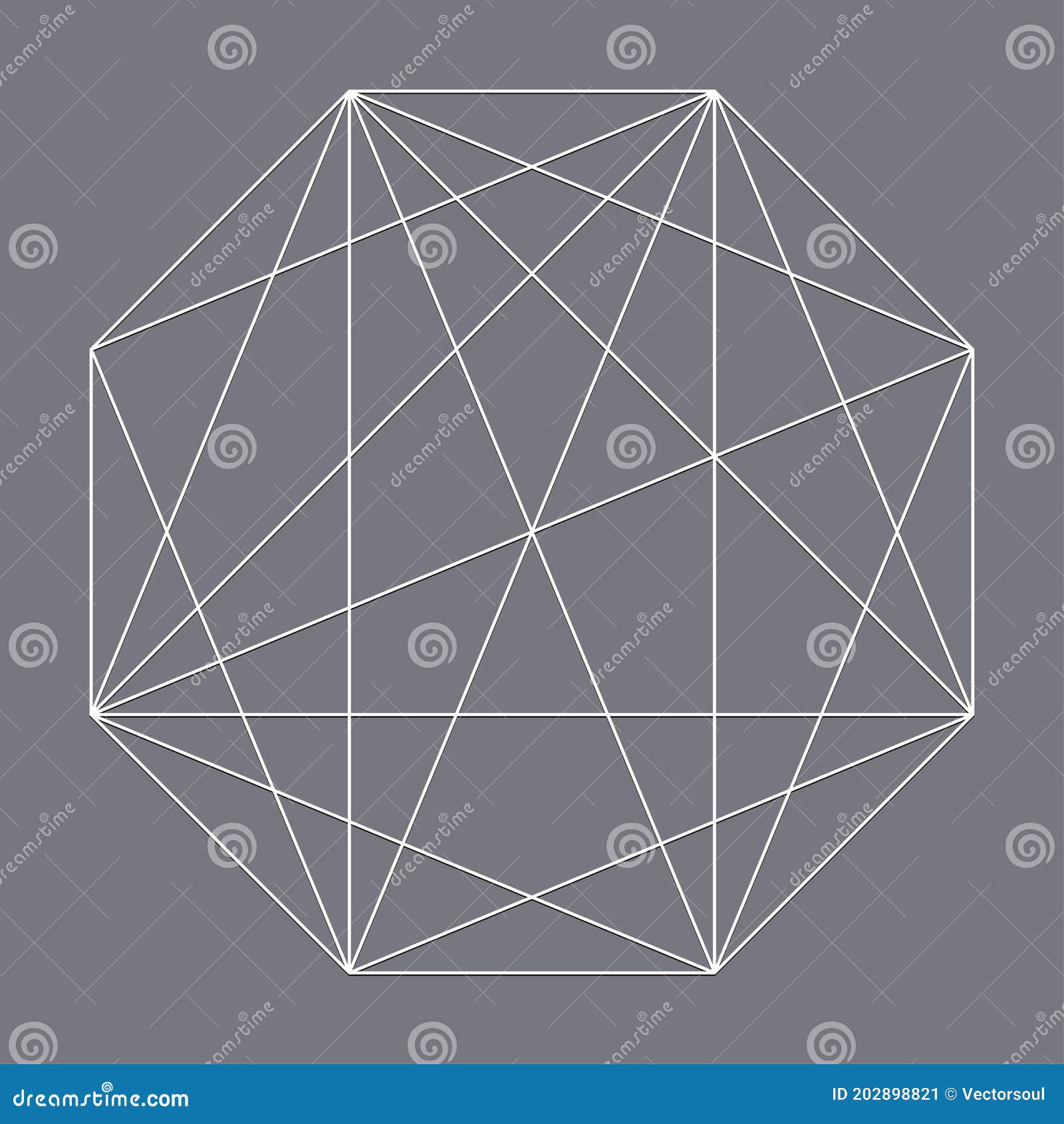 Geometric Octagon Polygon with Diagonal Angles Drawn. Geometry Vector ...