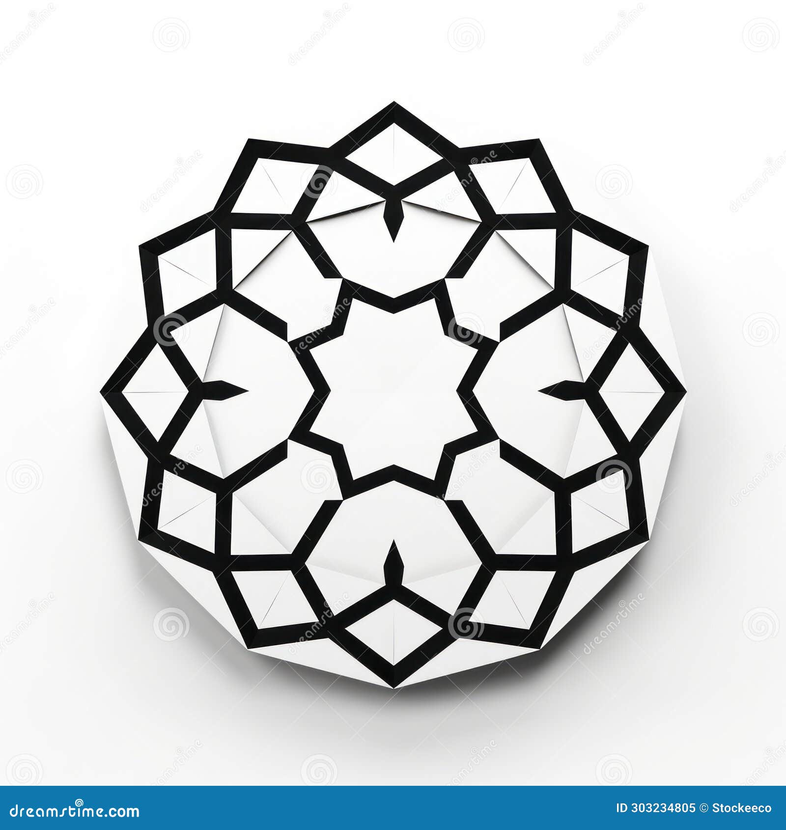 Geometric Octane Render: White And Black Ornate Design Stock Image ...