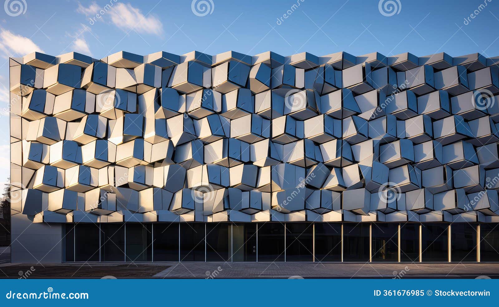 Geometric Office Building Facade Stock Illustration - Illustration of ...