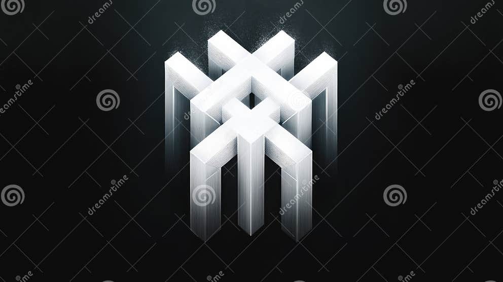 Geometric Optical Illusion: Abstract Illuminated Structure on Dark ...