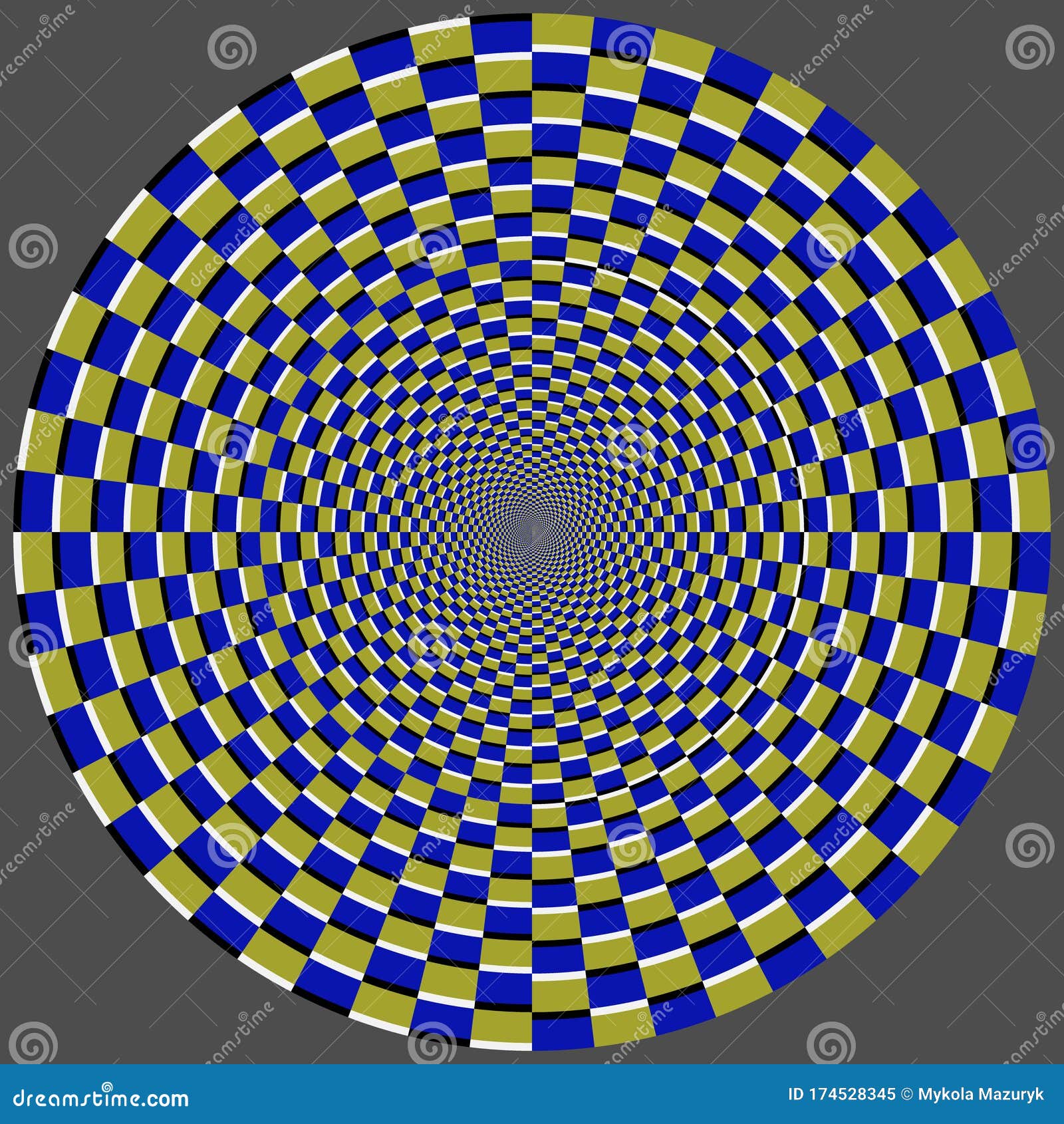 Geometric Optical Illusion. Color Bricks Circle Pattern Stock Vector ...