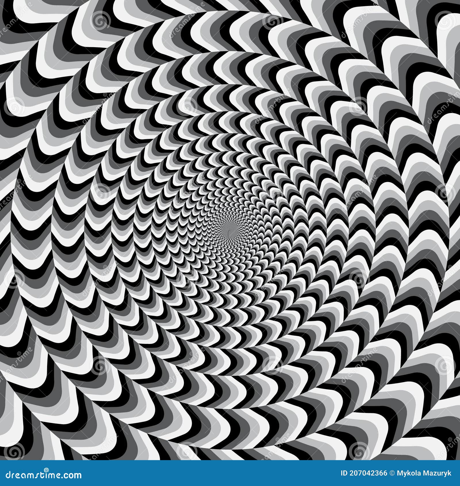 Geometric Optical Illusion. White And Black Circle Psychedelic Pattern ...