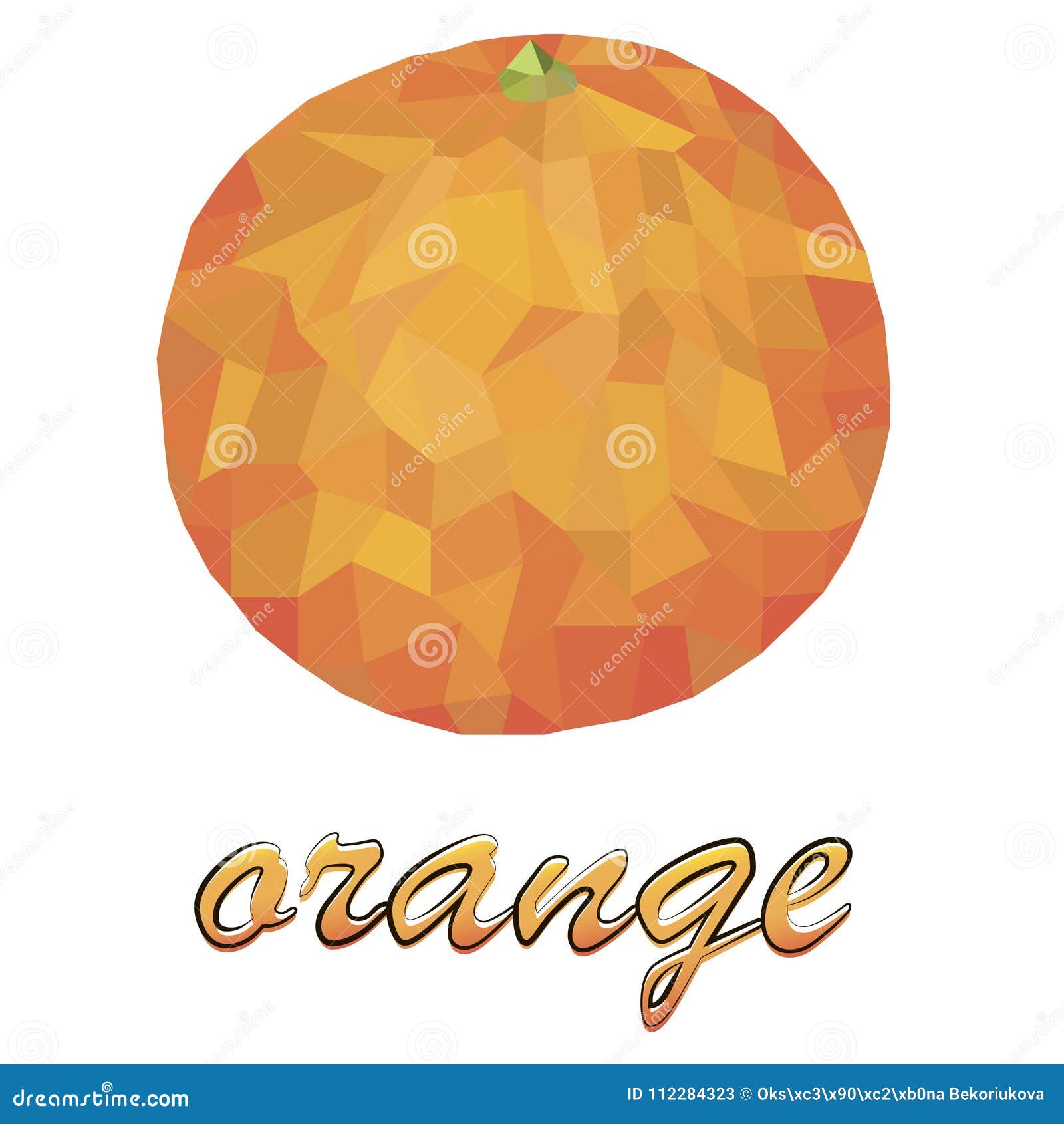 A Geometric Orange Drawn in the Low-poly Stock Vector - Illustration of ...