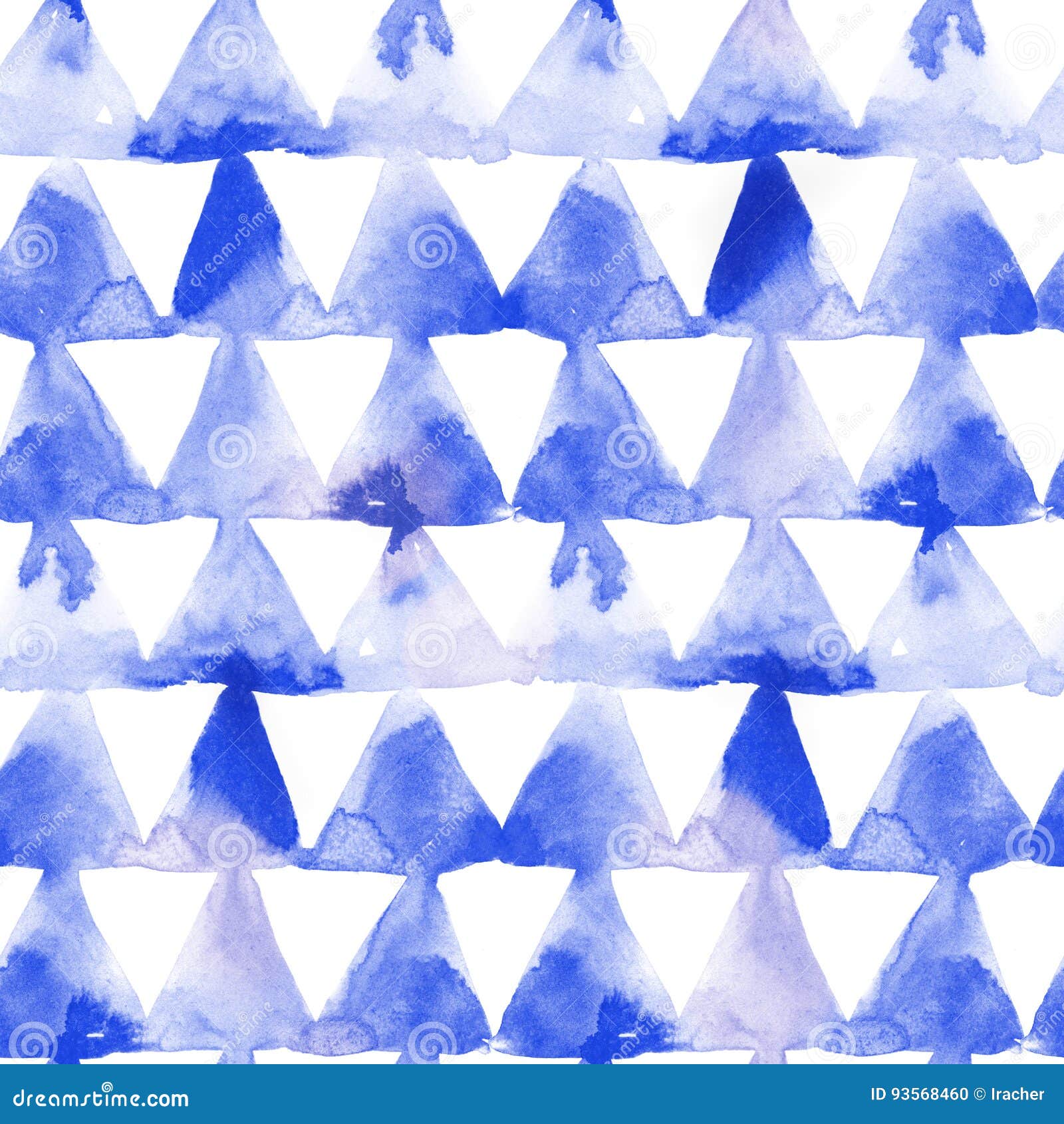 Geometric Ornament of Blue Ink Triangles on White Background ...