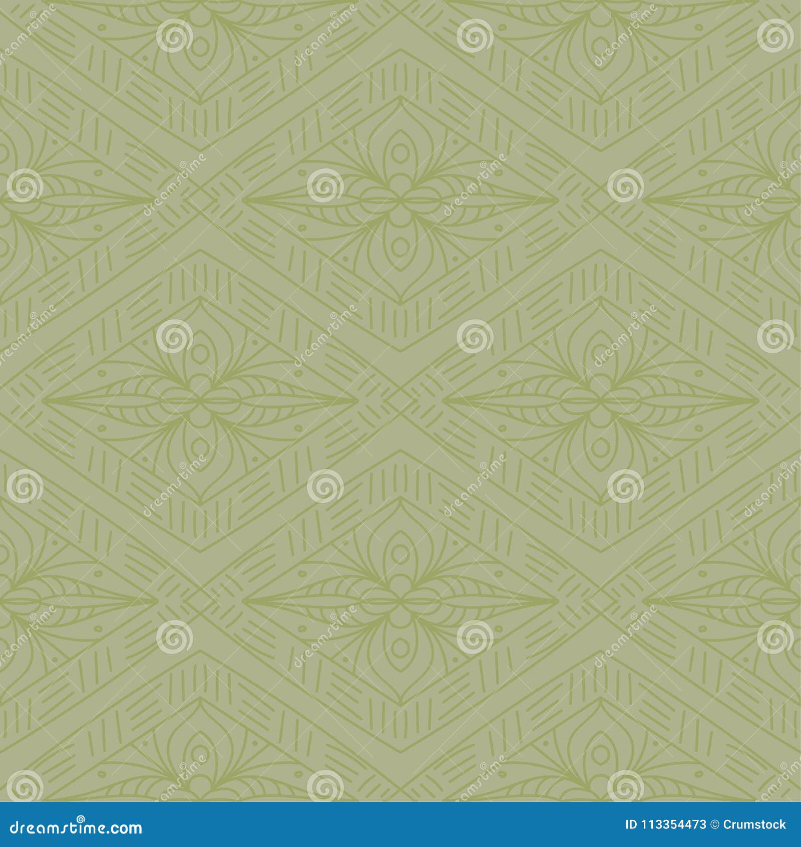 Geometric Ornament. Olive Green Seamless Pattern Stock Vector ...