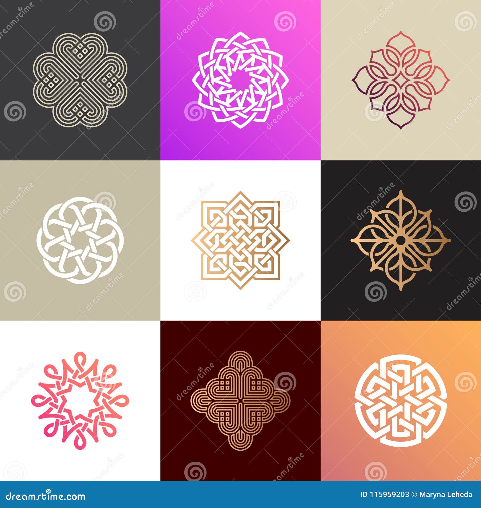 Geometric ornament set stock vector. Illustration of brand - 115959203