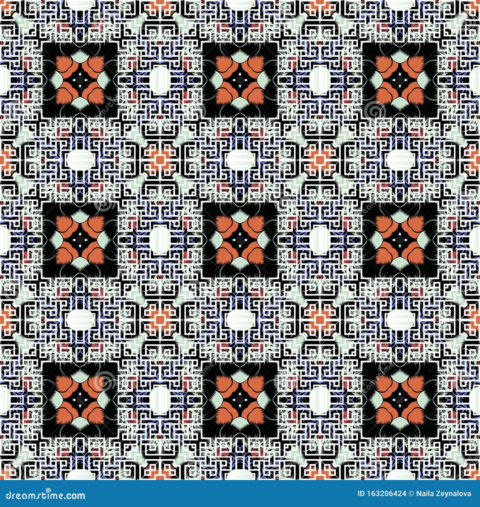 Geometric Ornamental Labyrinth Maze Vector Seamless Pattern. Abstract ...