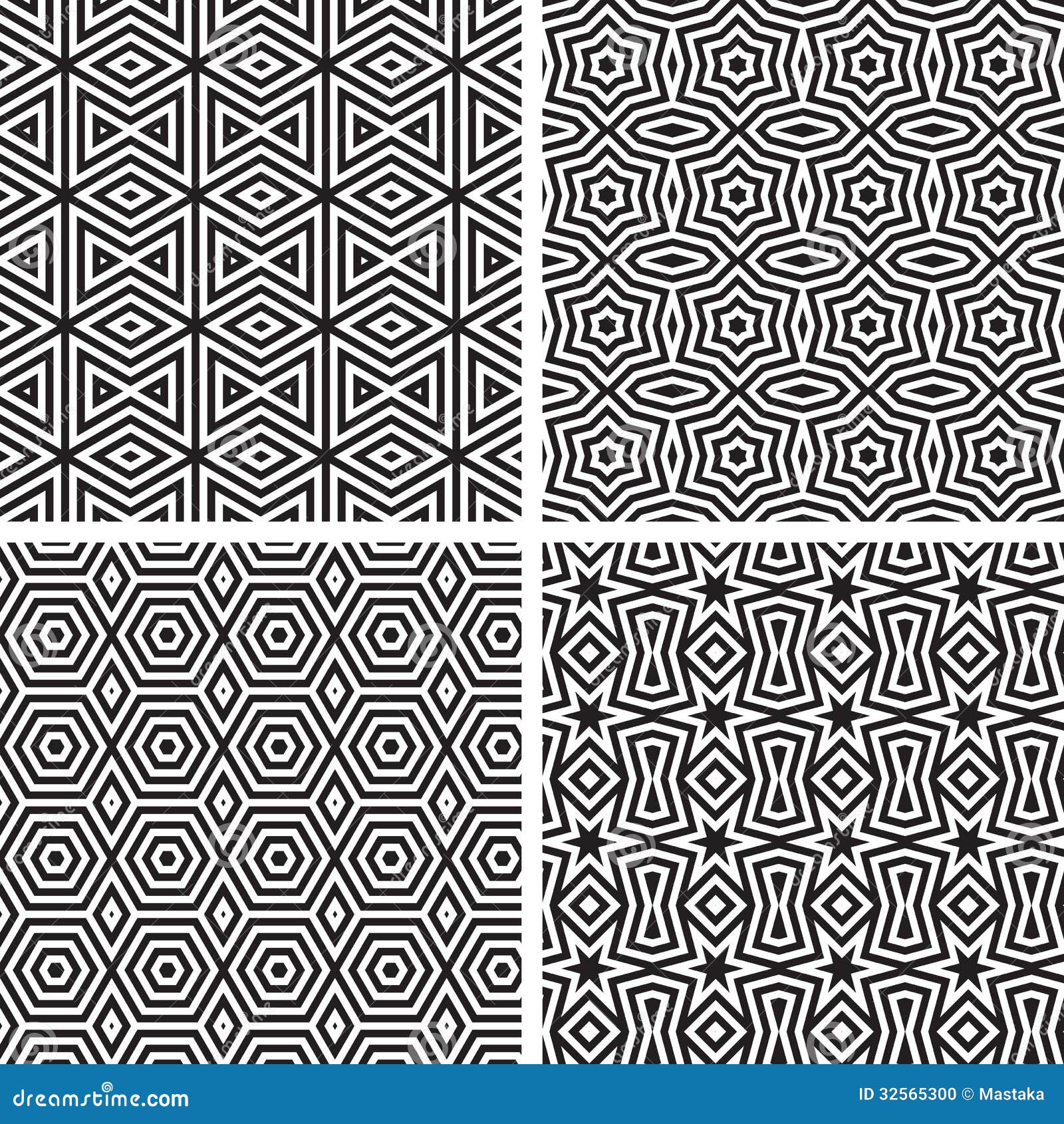 Geometric Ornaments Pattern Set. Stock Vector - Illustration of ...