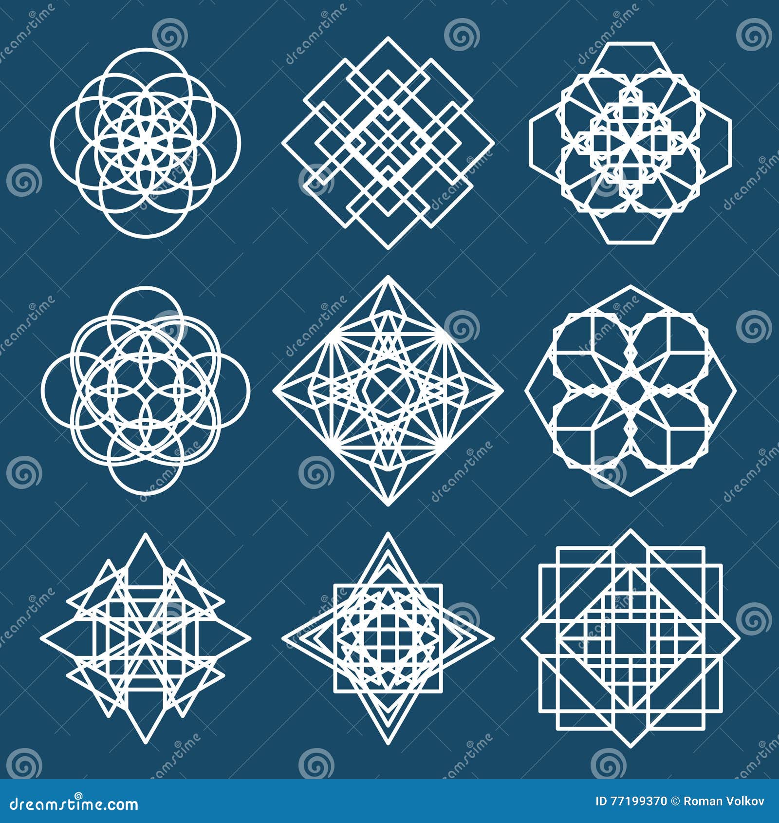 Geometric Ornaments Set stock vector. Illustration of ornament - 77199370