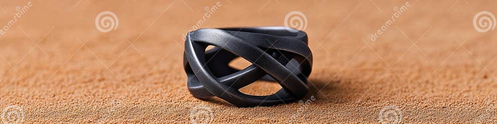 Geometric Oxidized Silver Ring with Intersecting Lines on Warm Sand ...