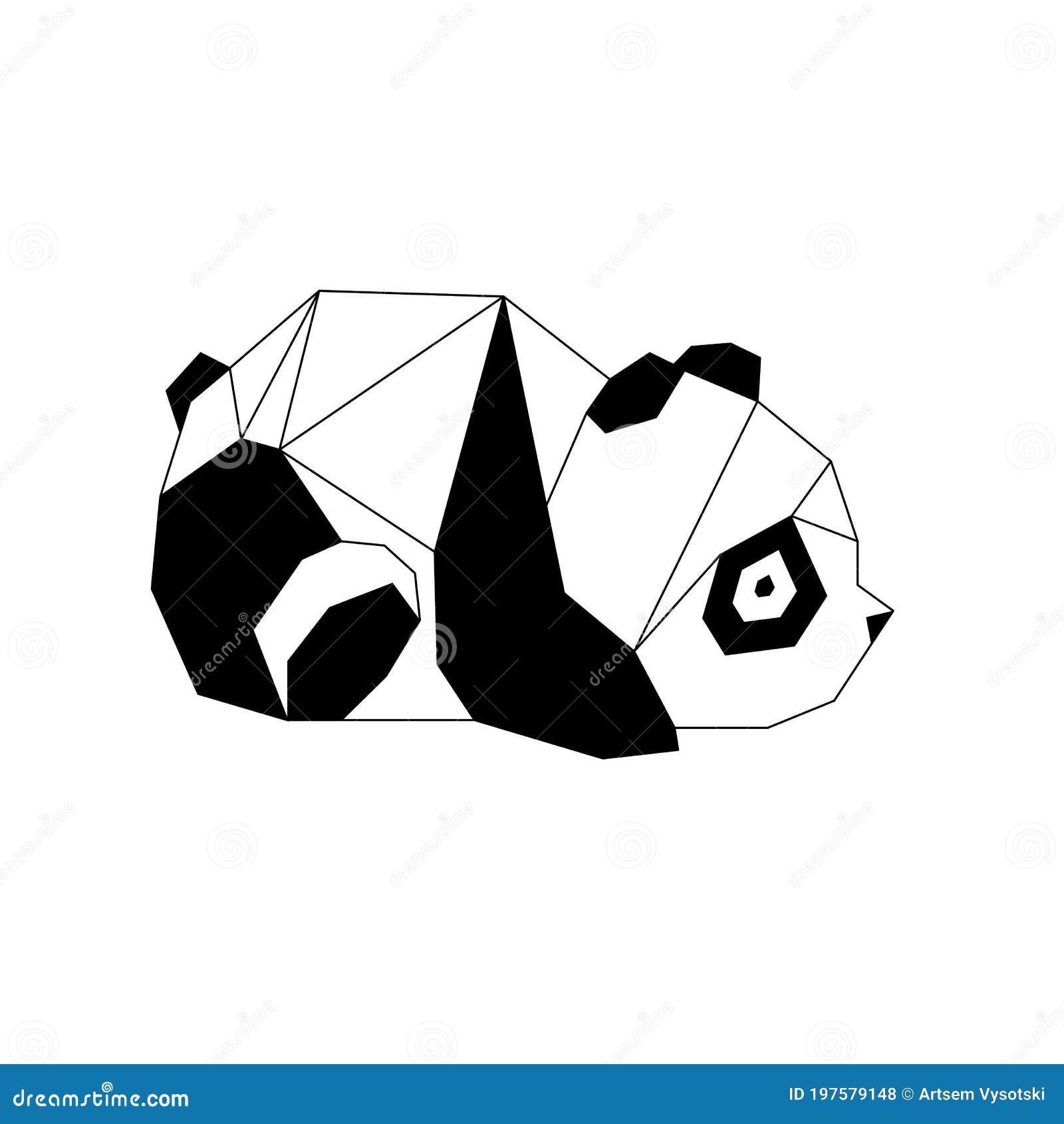 Geometric Panda Bear Triangular Lines Vector Tattoo. Contour for Tattoo ...