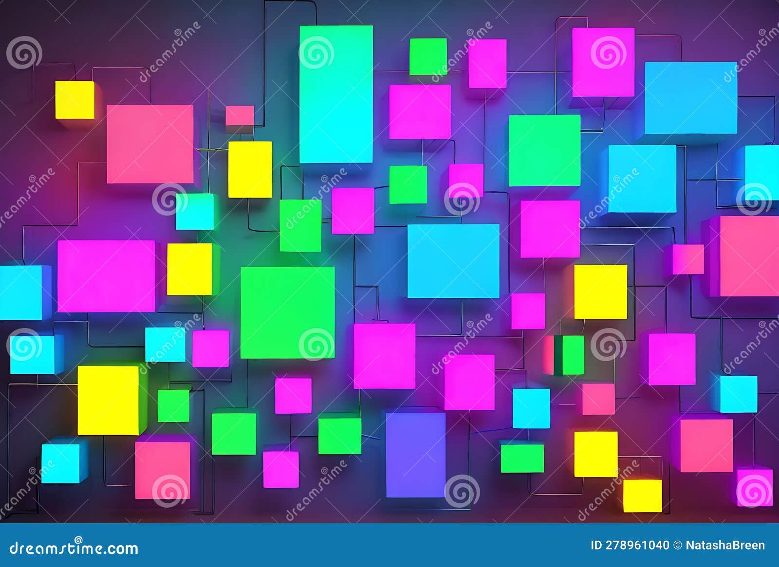 Geometric Panels Neon Abstract 3D Varied Sizes. Stock Illustration ...