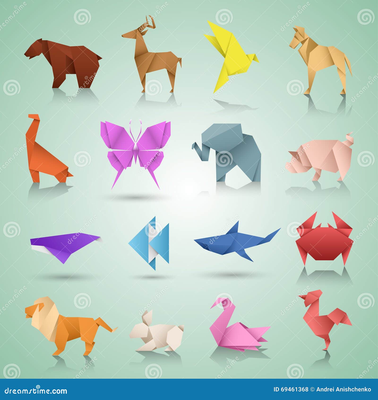 Geometric paper animals stock vector. Illustration of origami - 69461368