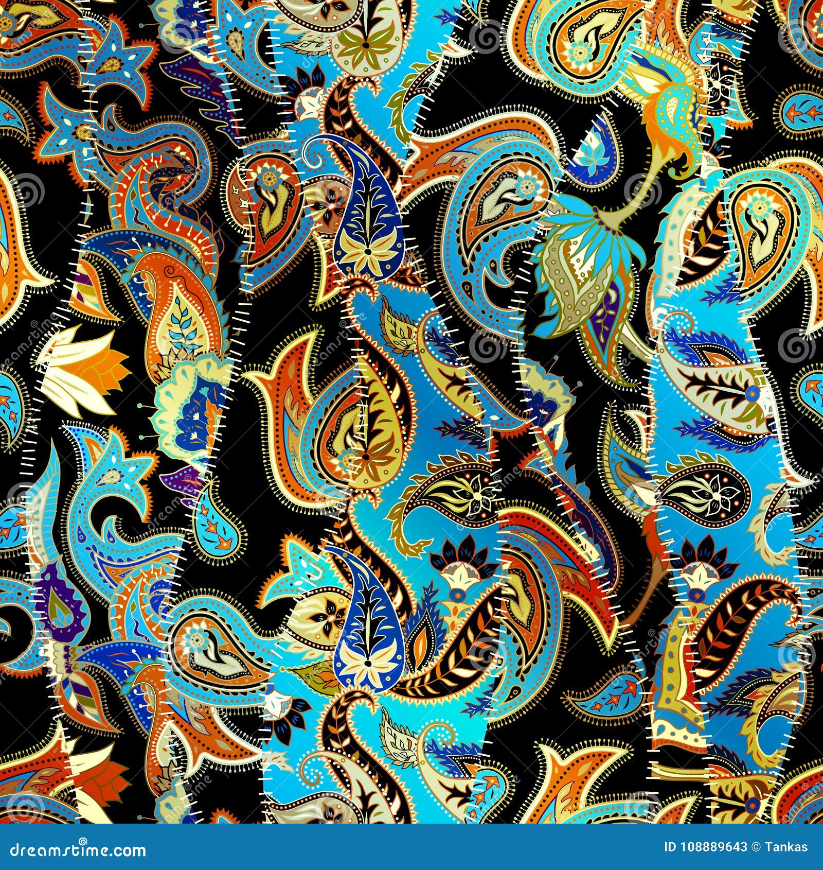 Geometric Patchwork Pattern of Waves Stock Vector - Illustration of ...