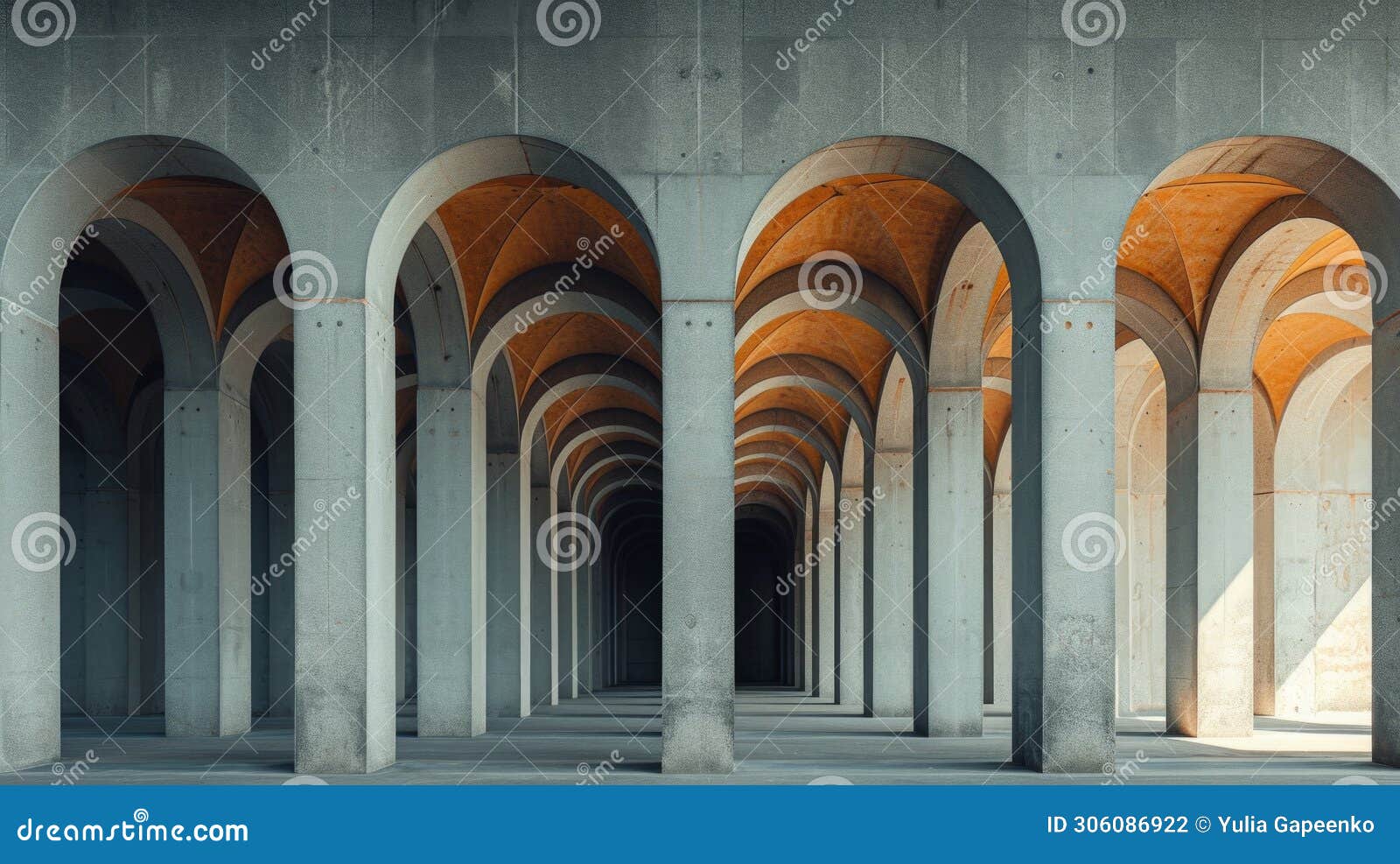 A Geometric Pattern of Arches and Pillars, Reminiscent of a Modernist ...