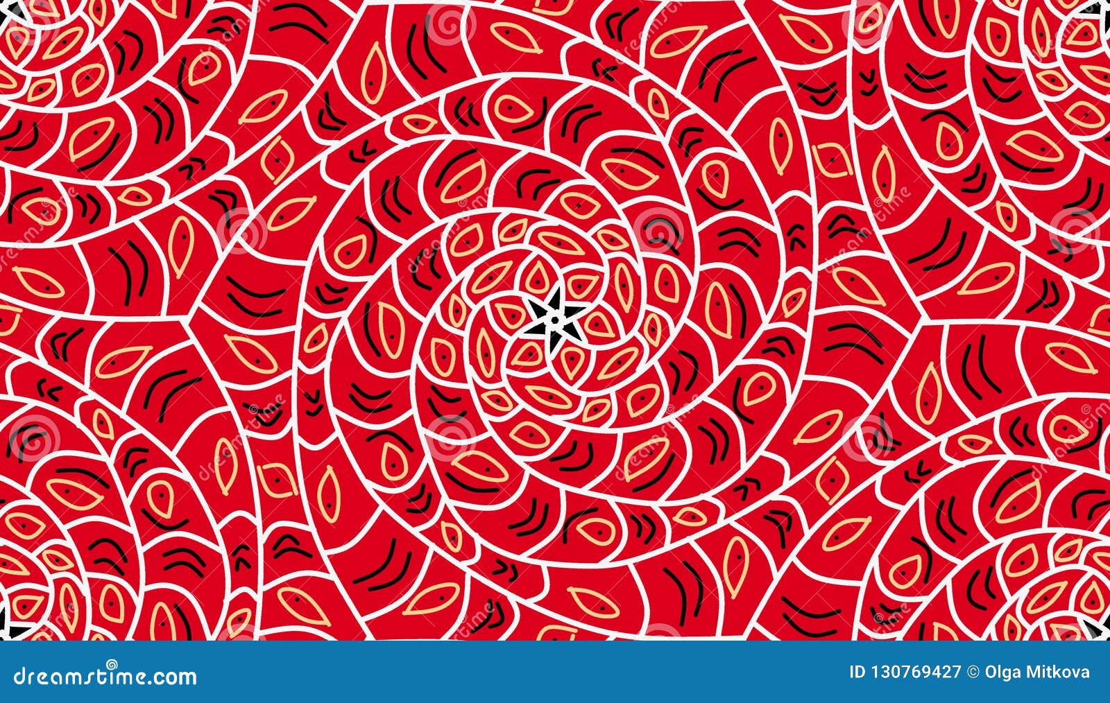 Geometric Seamless Pattern Background. Red Color, Spirals. Stock ...