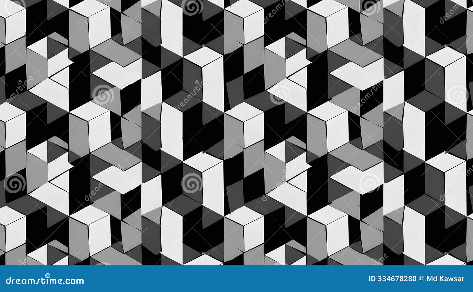 Abstract Geometric Pattern with Cubes and Optical Illusion Stock Illustration - Illustration of ...