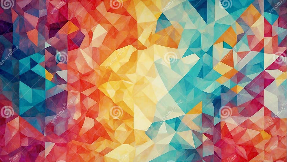 A Geometric Pattern of Blue, Red, and Yellow Shapes Interlocking in a ...