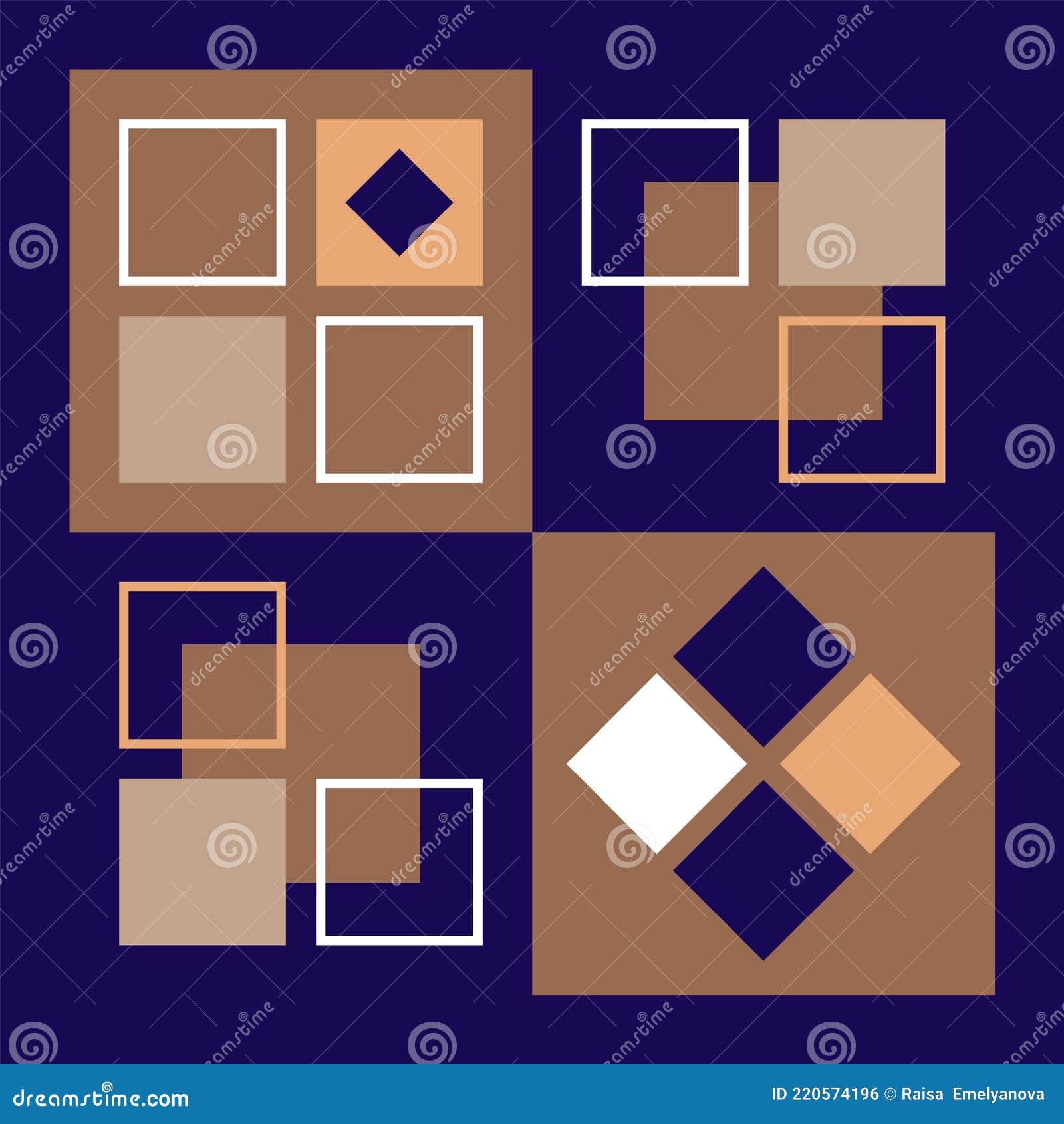 Geometric Pattern in Blue Square Stock Vector - Illustration of element ...